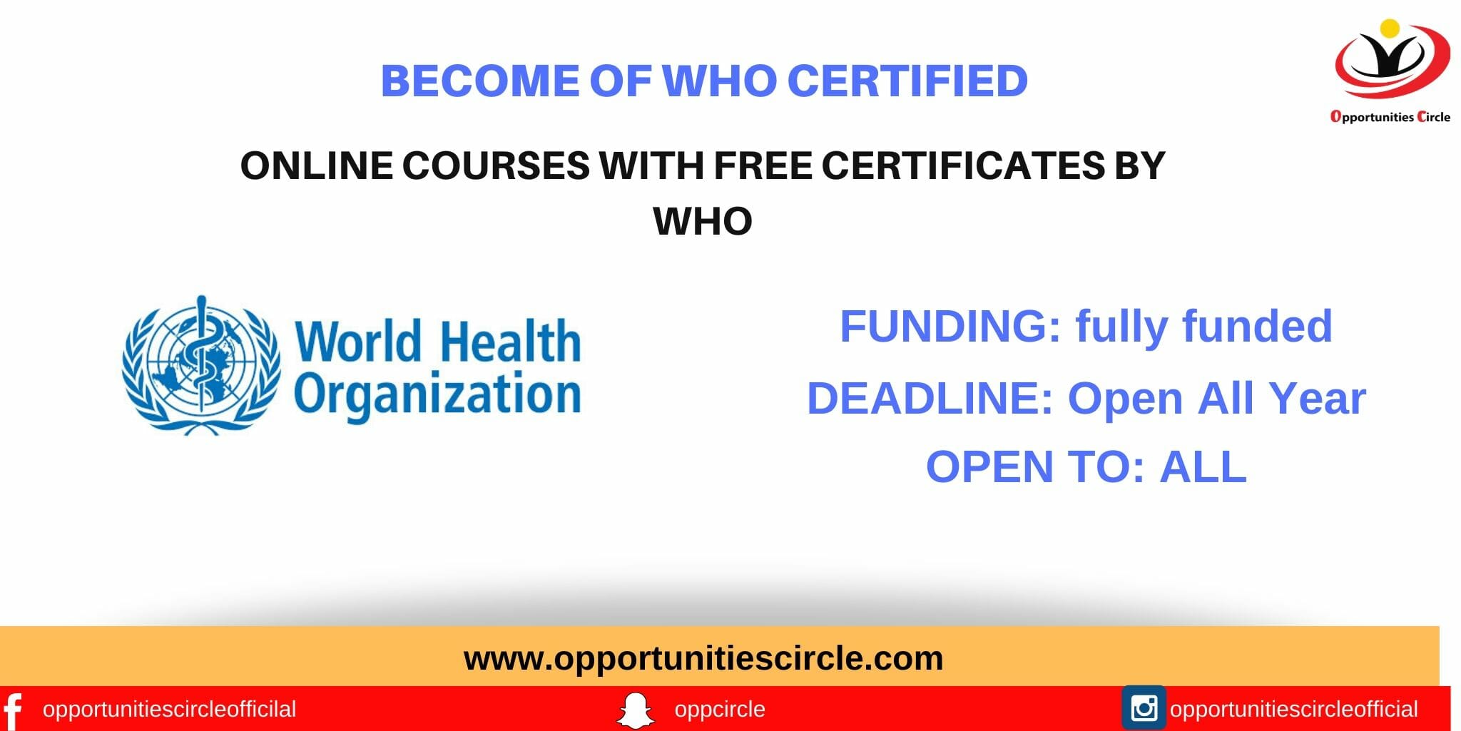 WHO Free Online Courses - Free Certification - openWHO - Opportunities ...