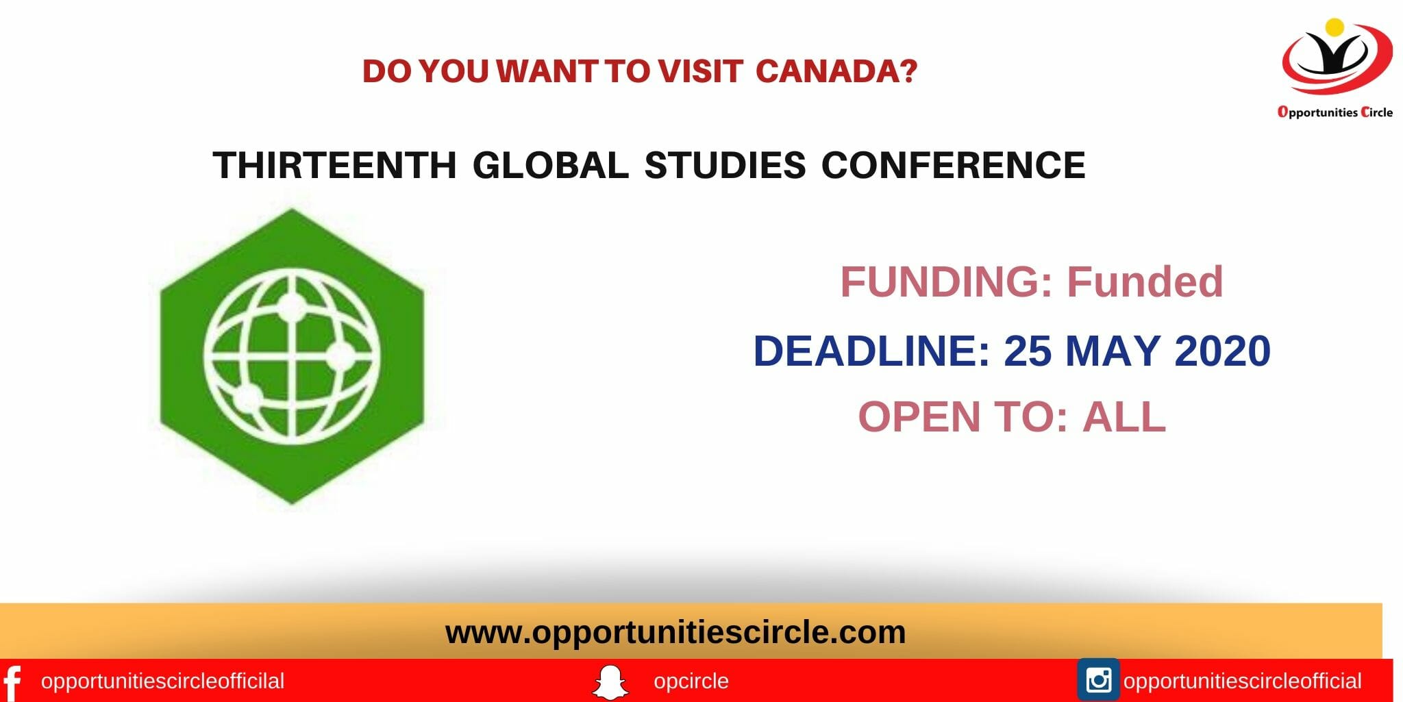 Thirteenth Global Studies Conference 2020 in Canada - Opportunities Circle