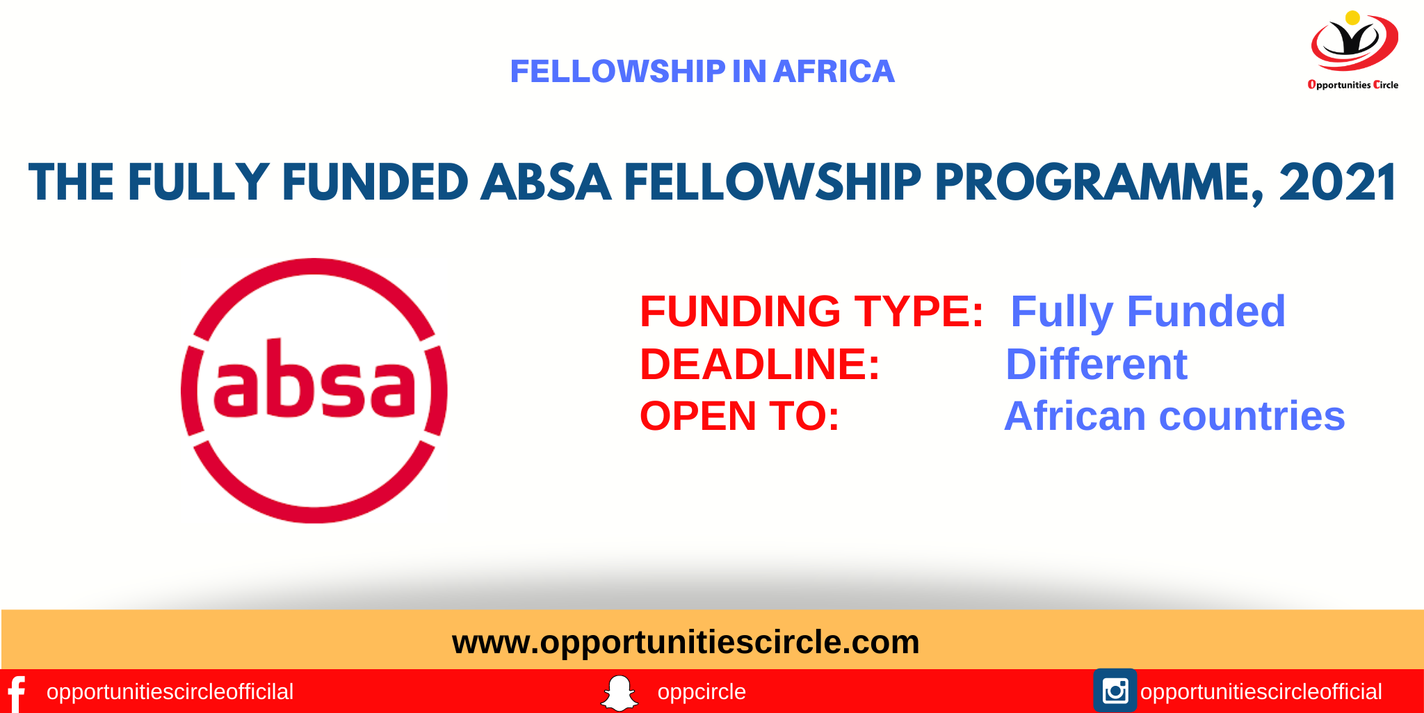 The Fully Funded Absa Fellowship Programme, 2021 - Opportunities Circle