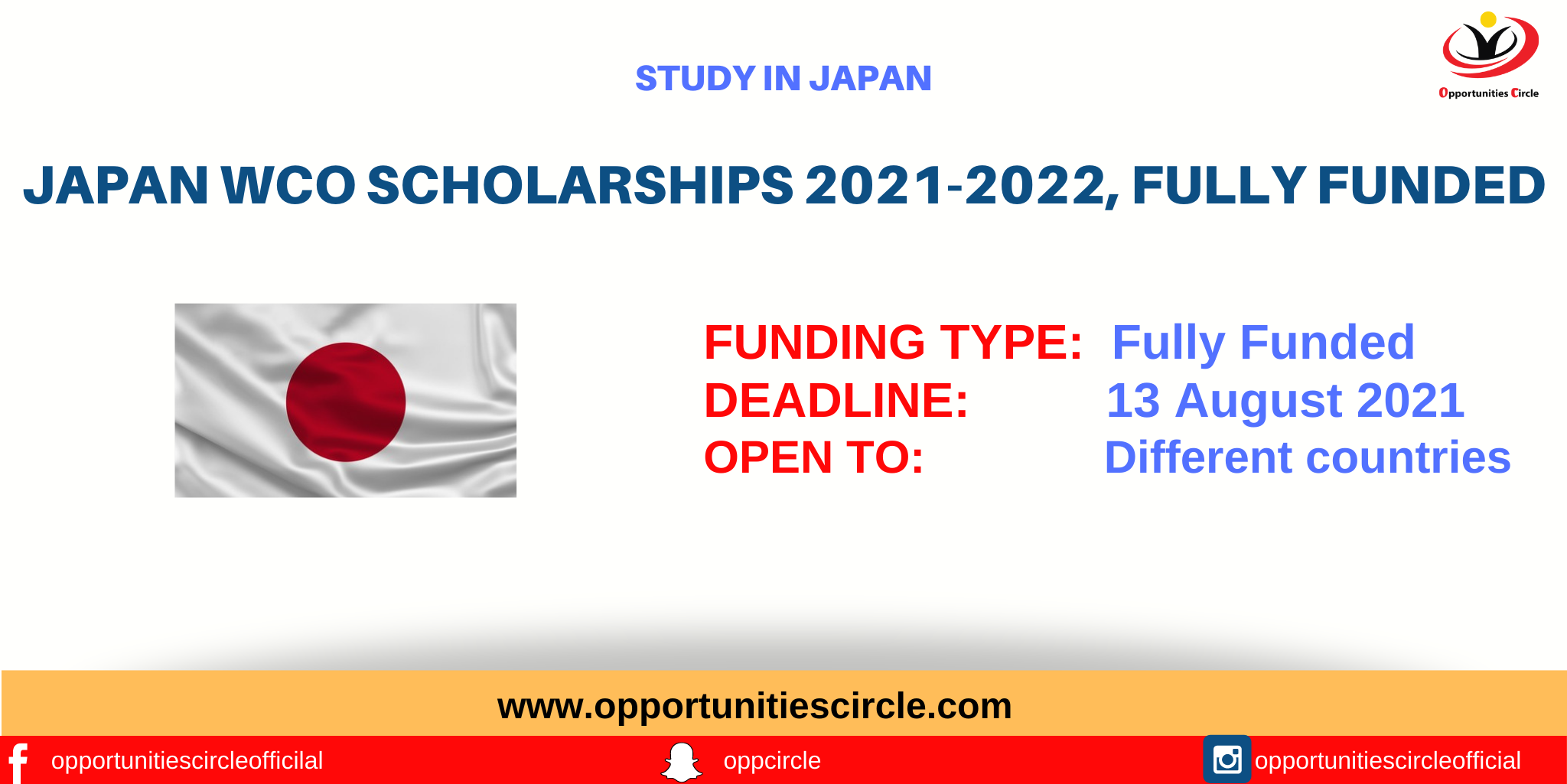 Japan WCO Scholarships 2021-2022, Fully Funded - Opportunities Circle