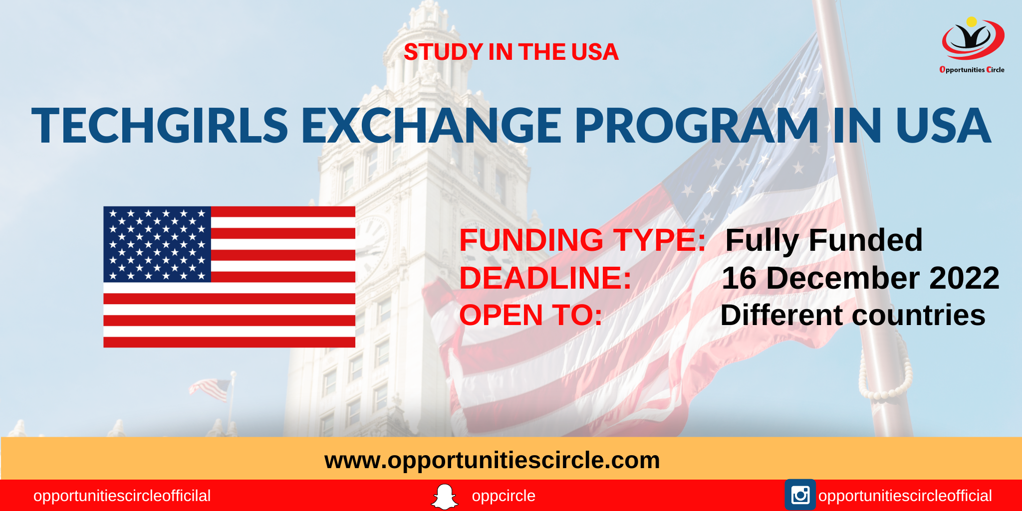 TechGirls Exchange Program in the USA 2023 - Fully Funded - Opportunities Circle