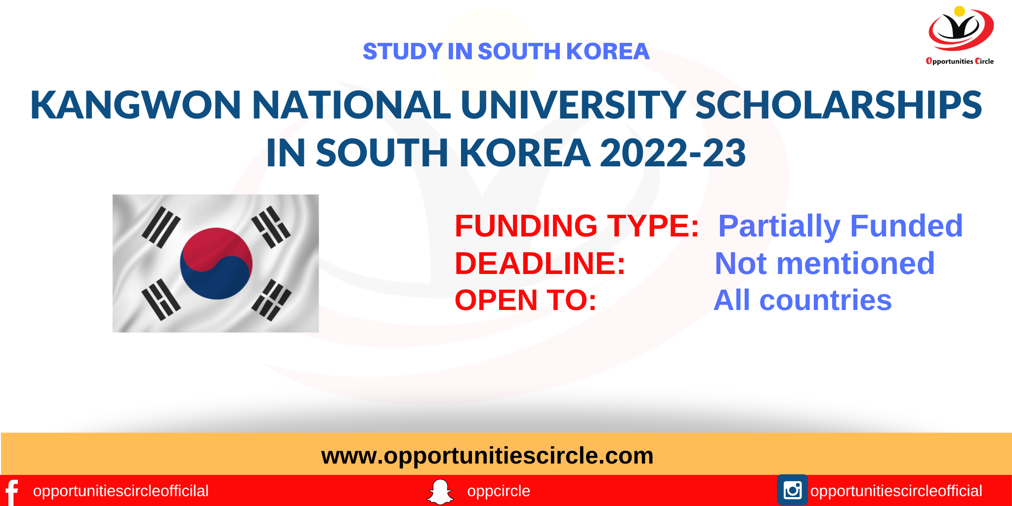Kangwon National University Scholarships 2022-23 - Opportunities Circle