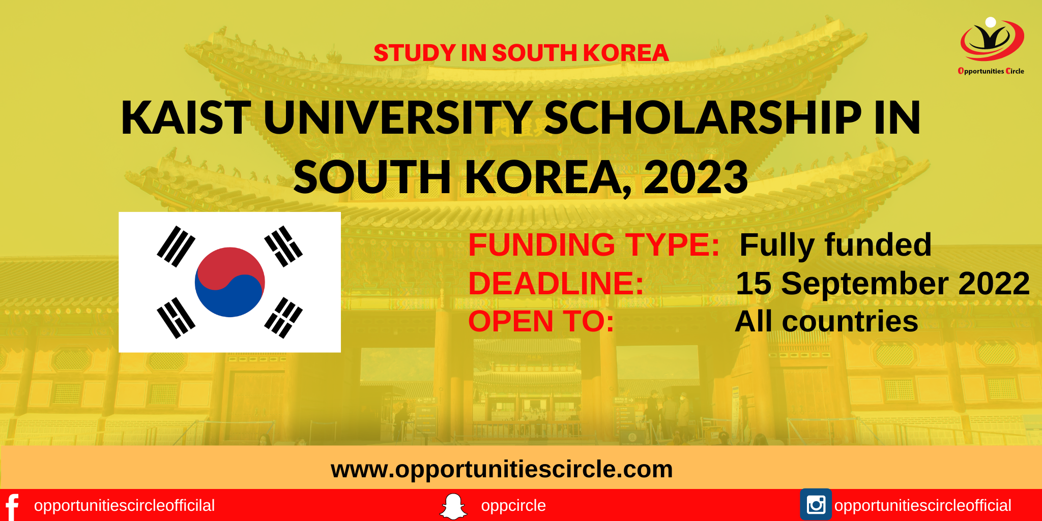 KAIST University Scholarship in South Korea, 2023 |Study In South Korea - Opportunities Circle