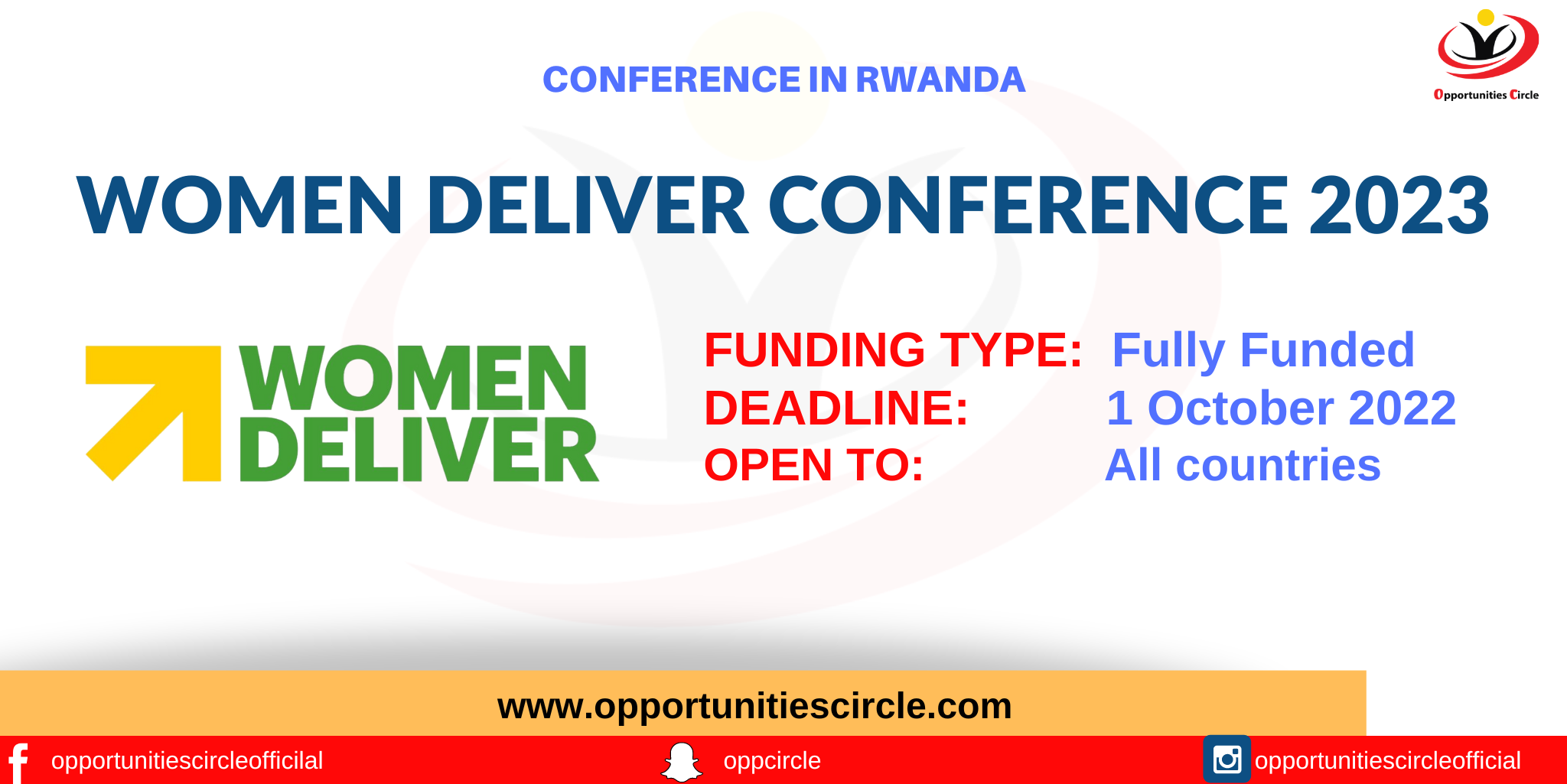 Women Deliver Conference 2023 - Fully Funded - Opportunities Circle