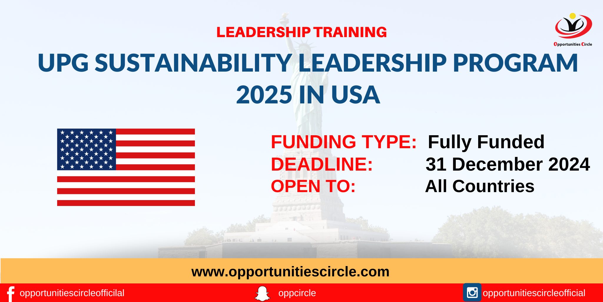 UPG Sustainability Leadership Program 2025 in USA | Fully Funded - Opportunities Circle
