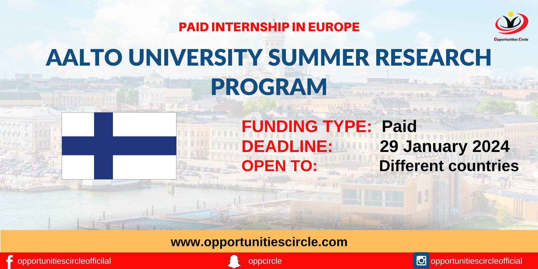 Aalto University Summer Research Program | Internship in Finland - Opportunities Circle