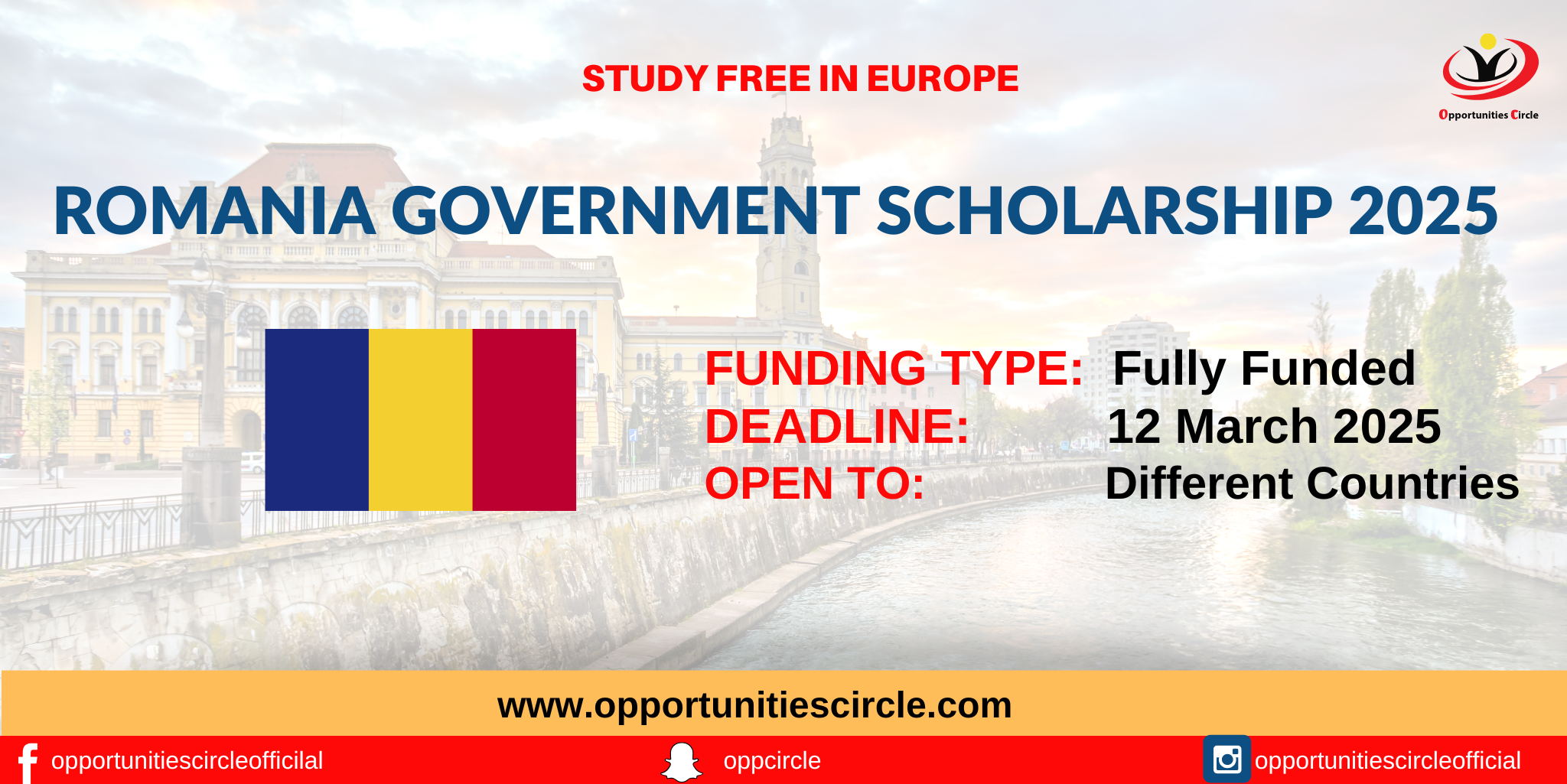 Romania Government Scholarship 2025 | Fully Funded | Study in Europe - Opportunities Circle