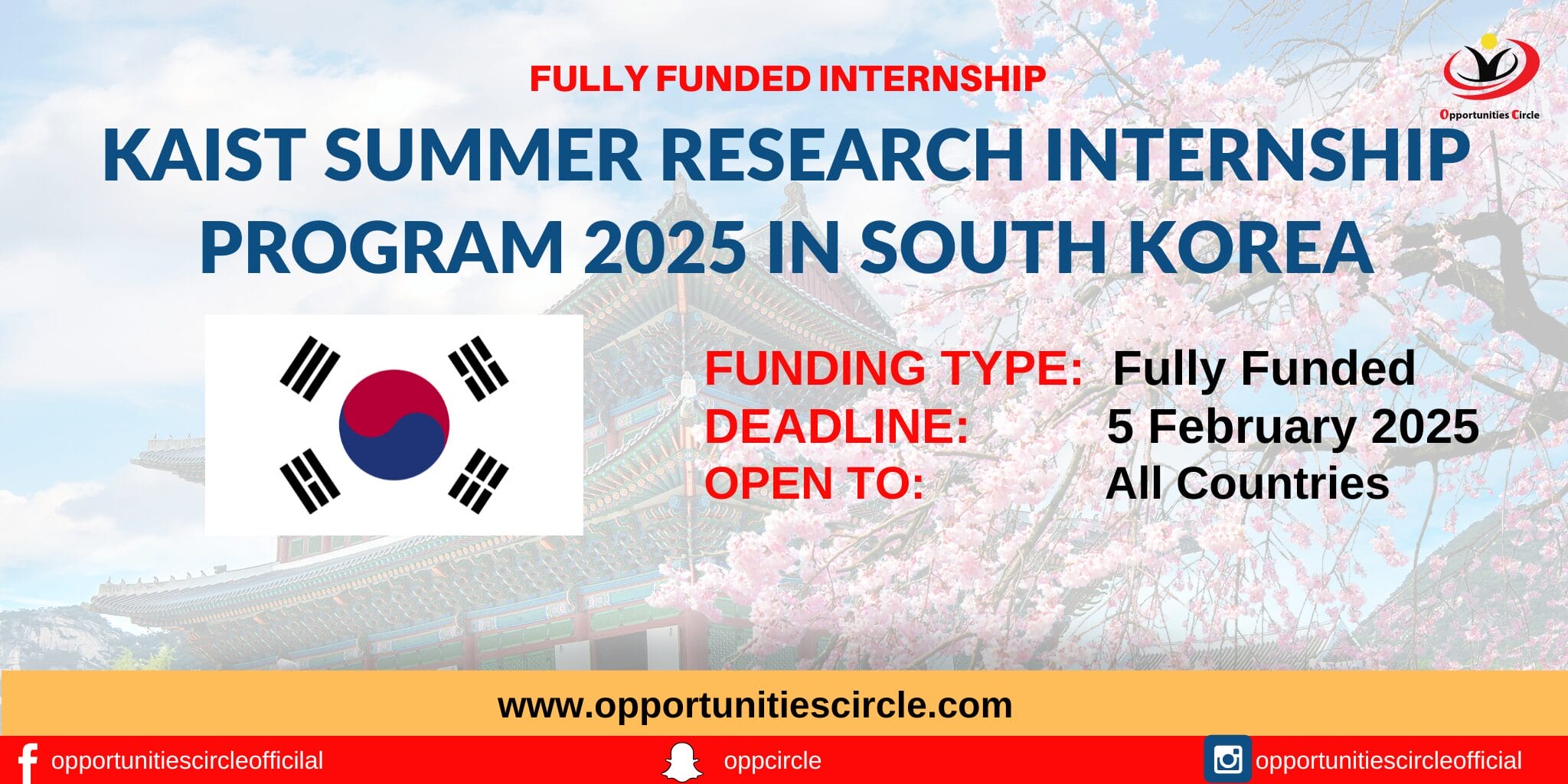 KAIST Summer Research Internship Program 2025 in South Korea - Opportunities Circle