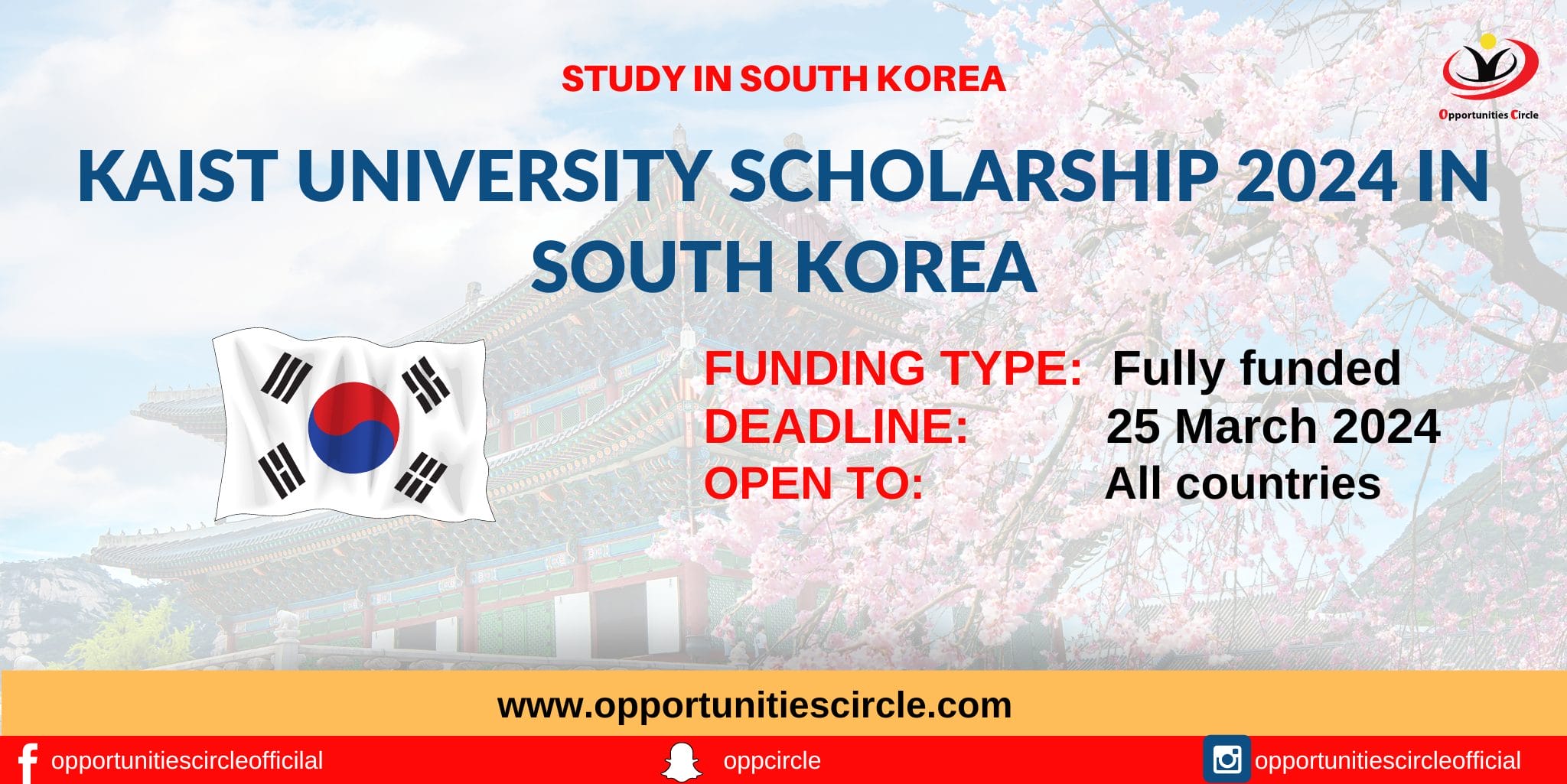 KAIST University Scholarship 2024 in South Korea | Fully Funded - Opportunities Circle