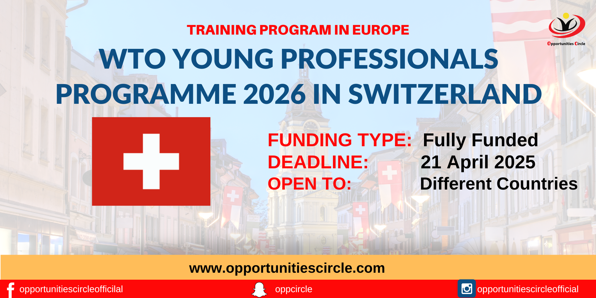 WTO Young Professionals Programme 2026 in Switzerland - Opportunities Circle