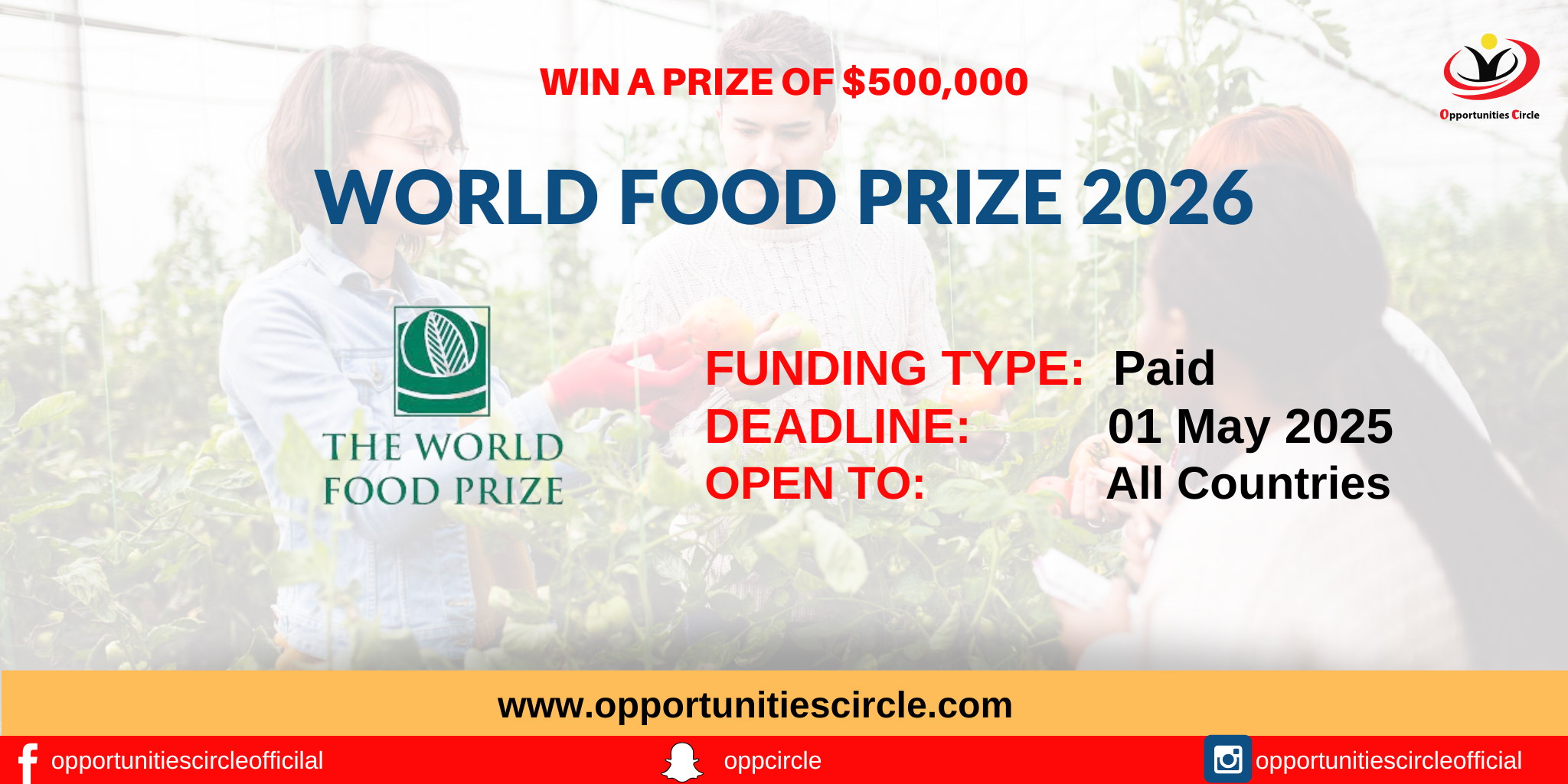 World Food Prize 2026 Nomination Call | Win A Prize of $500,000 ...