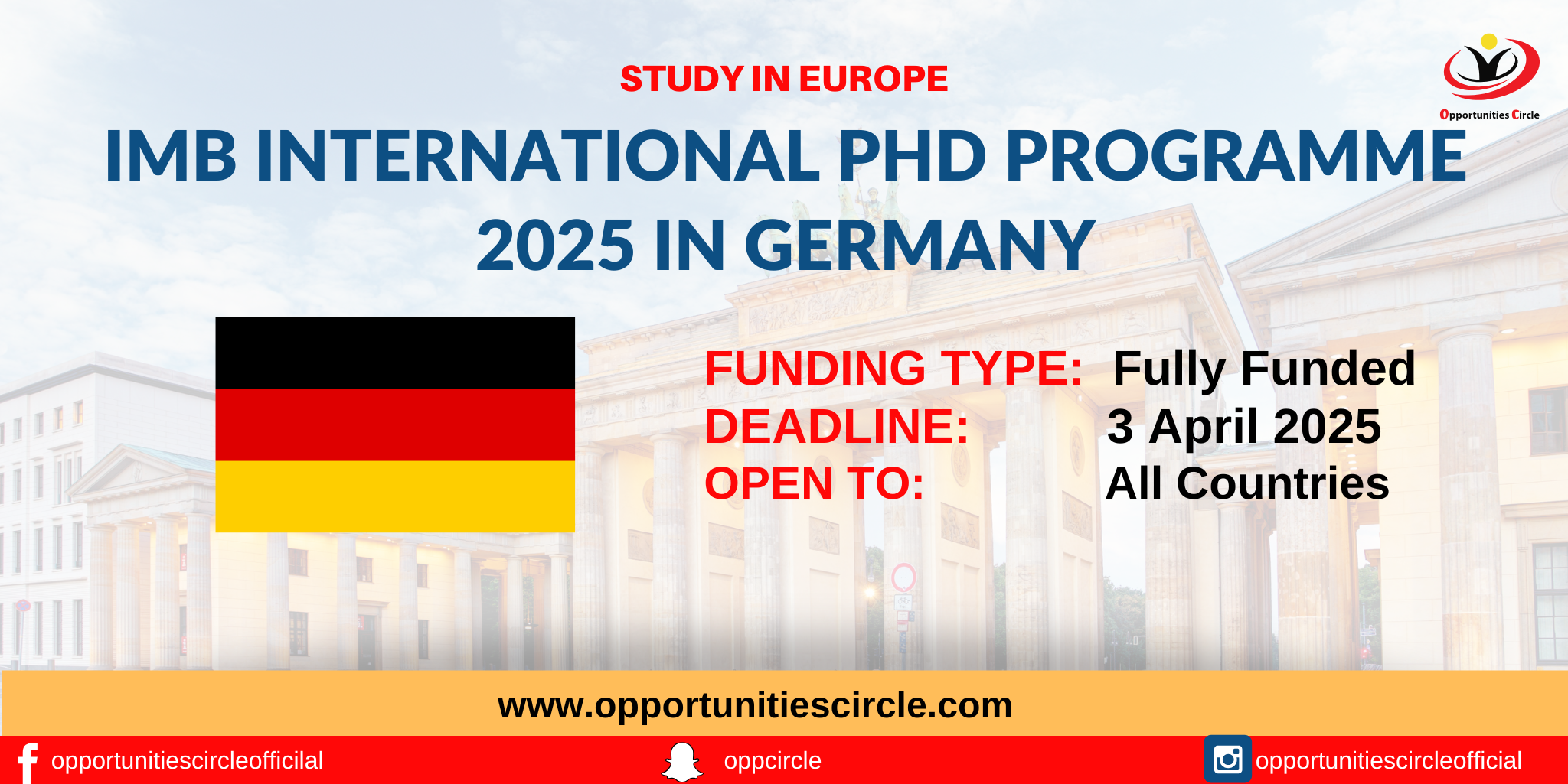 IMB International PhD Programme 2025 in Germany - Opportunities Circle