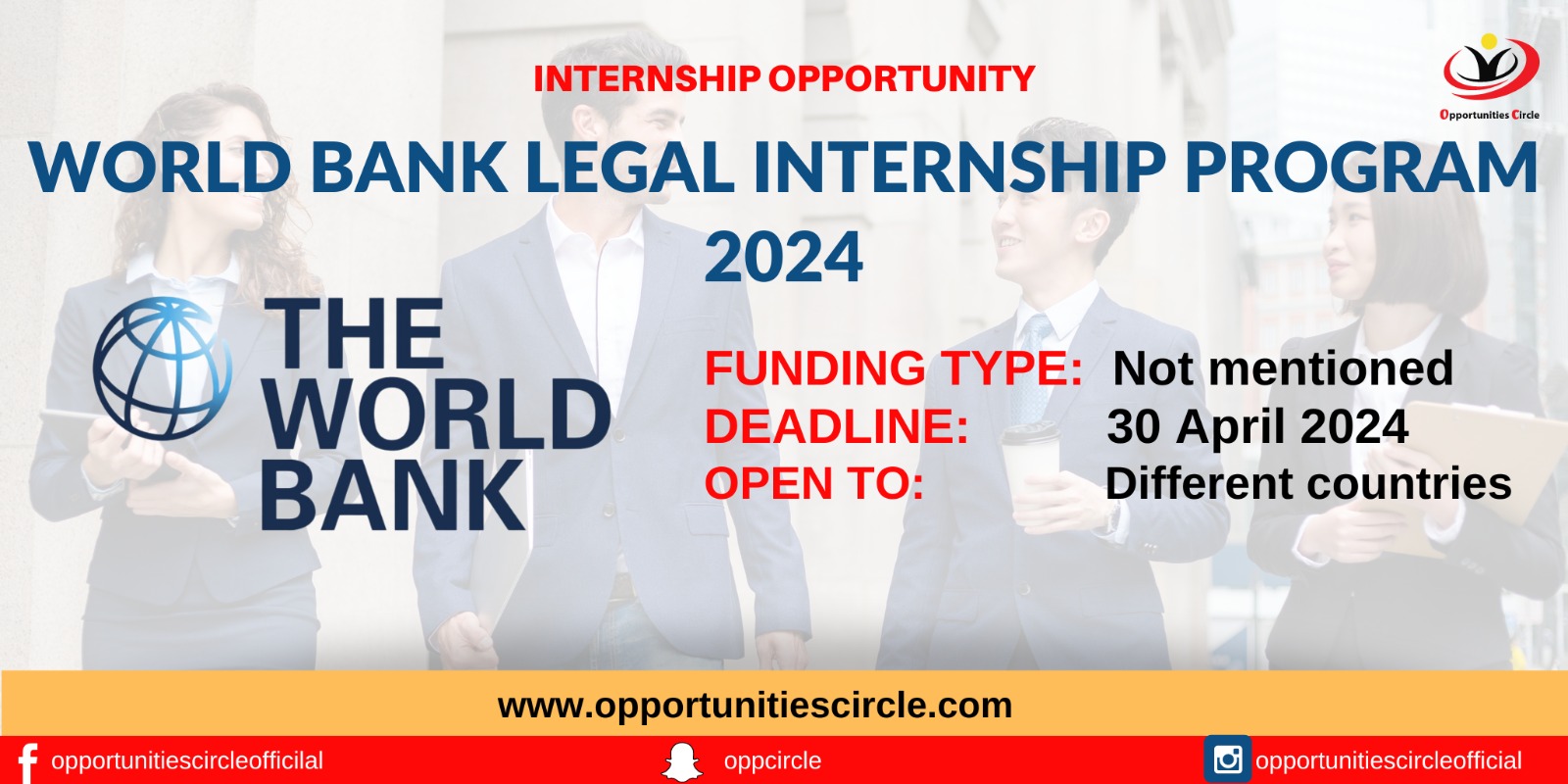 World Bank Legal Internship Program 2024 - Opportunities Circle