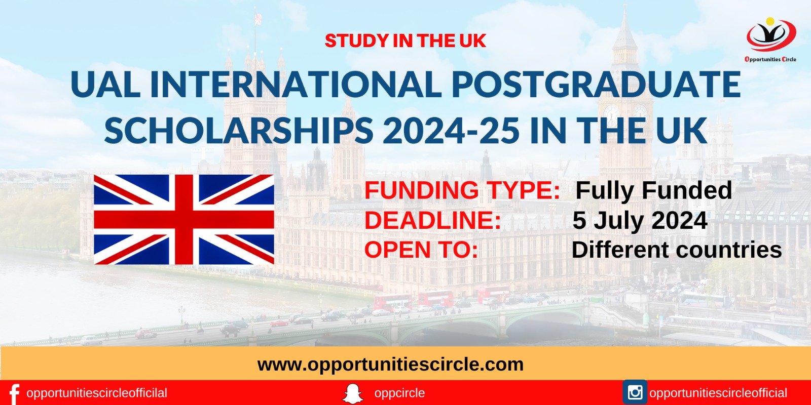 UAL International Postgraduate Scholarships 2024-25 in the UK - Opportunities Circle