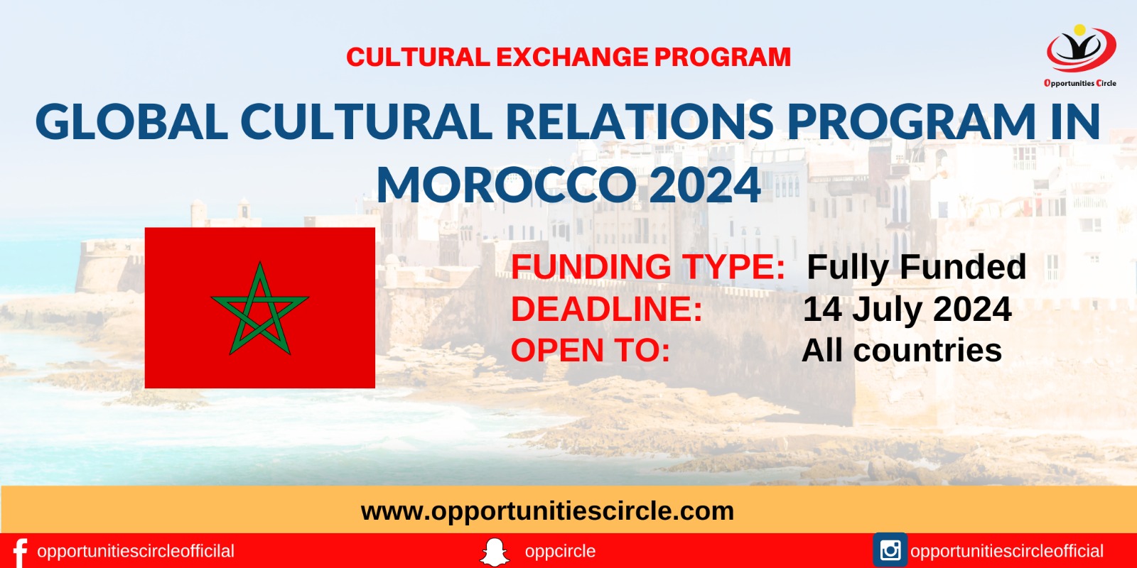 Global Cultural Relations Program in Morocco 2024 | GCRP | Fully Funded - Opportunities Circle