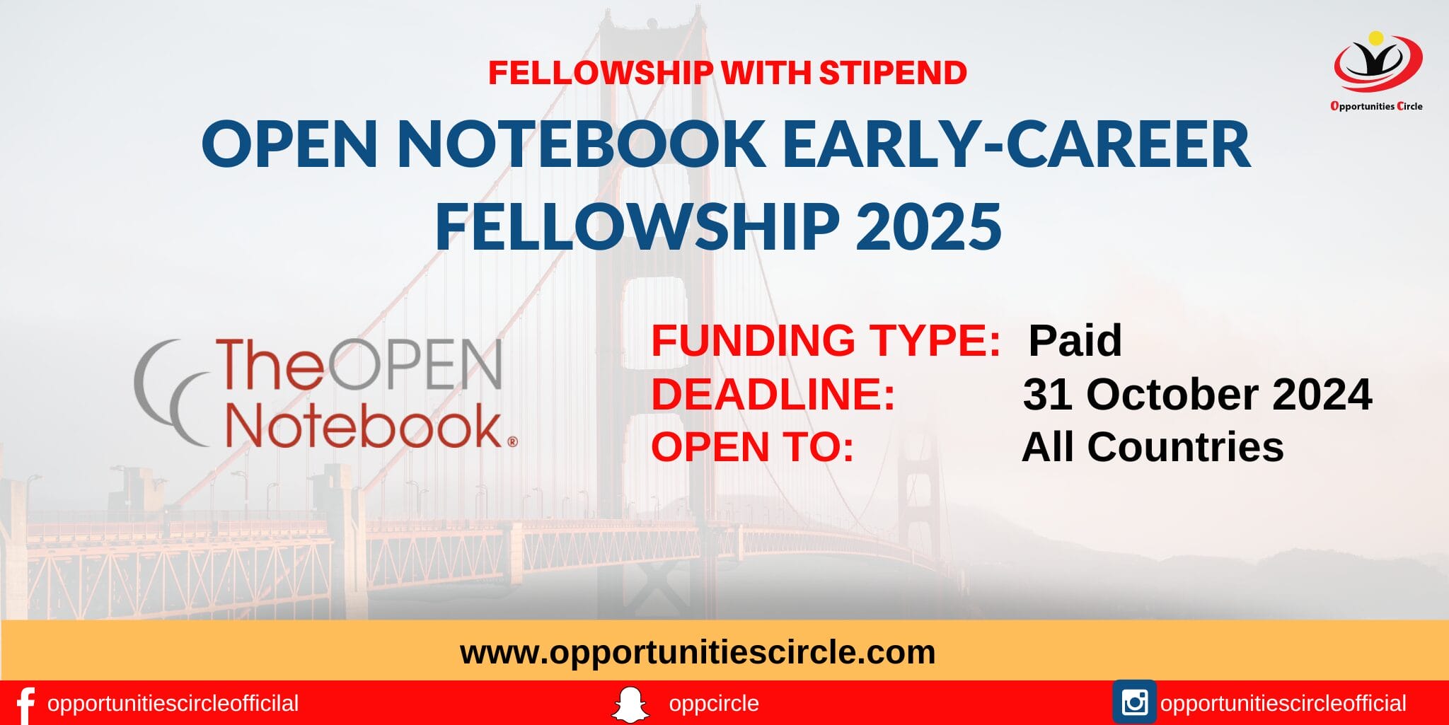 Open Notebook Early-Career Fellowship 2025 | $6,600 Stipend ...