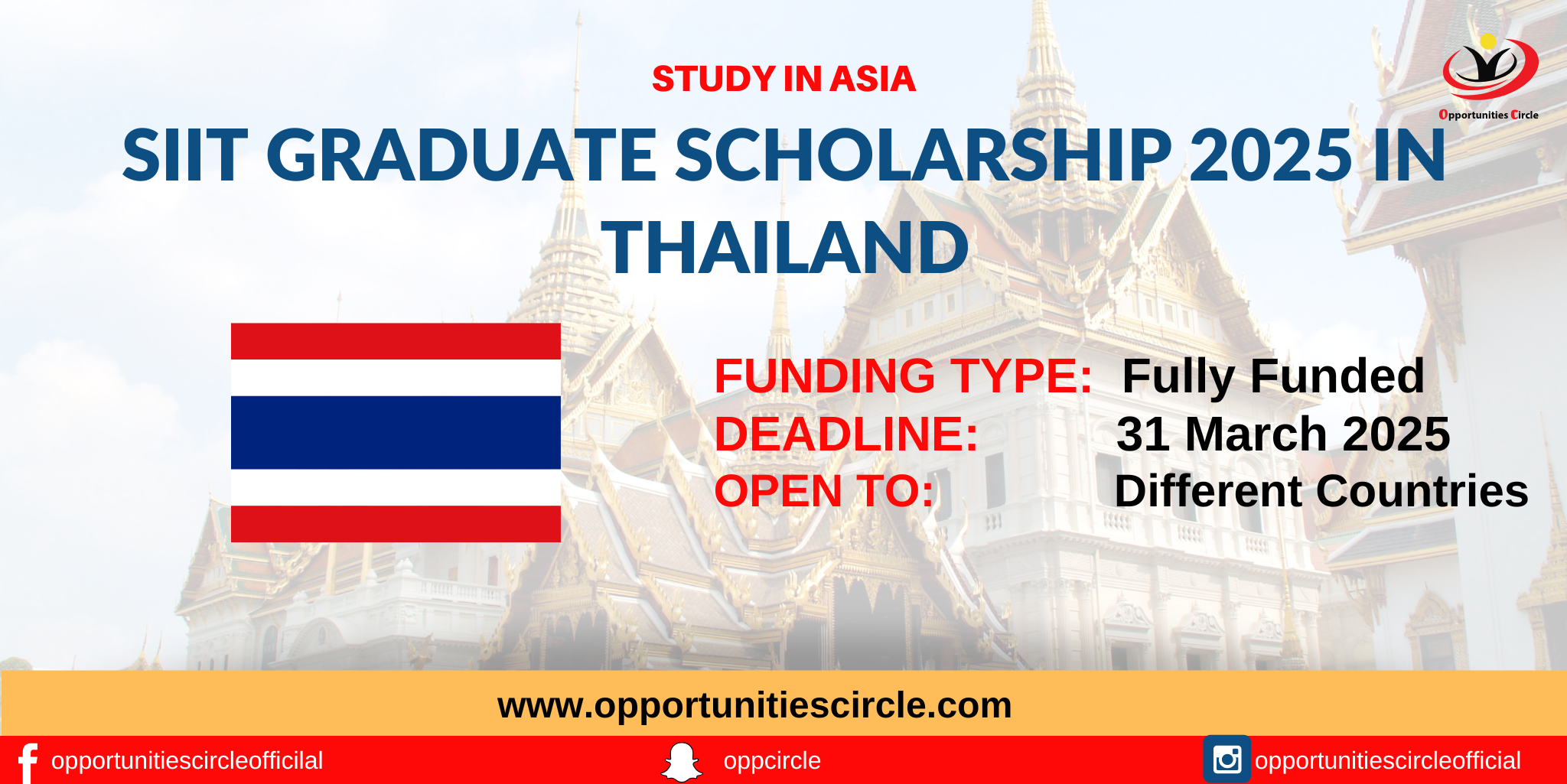 SIIT Graduate Scholarship 2025 in Thailand | Fully Funded - Opportunities Circle