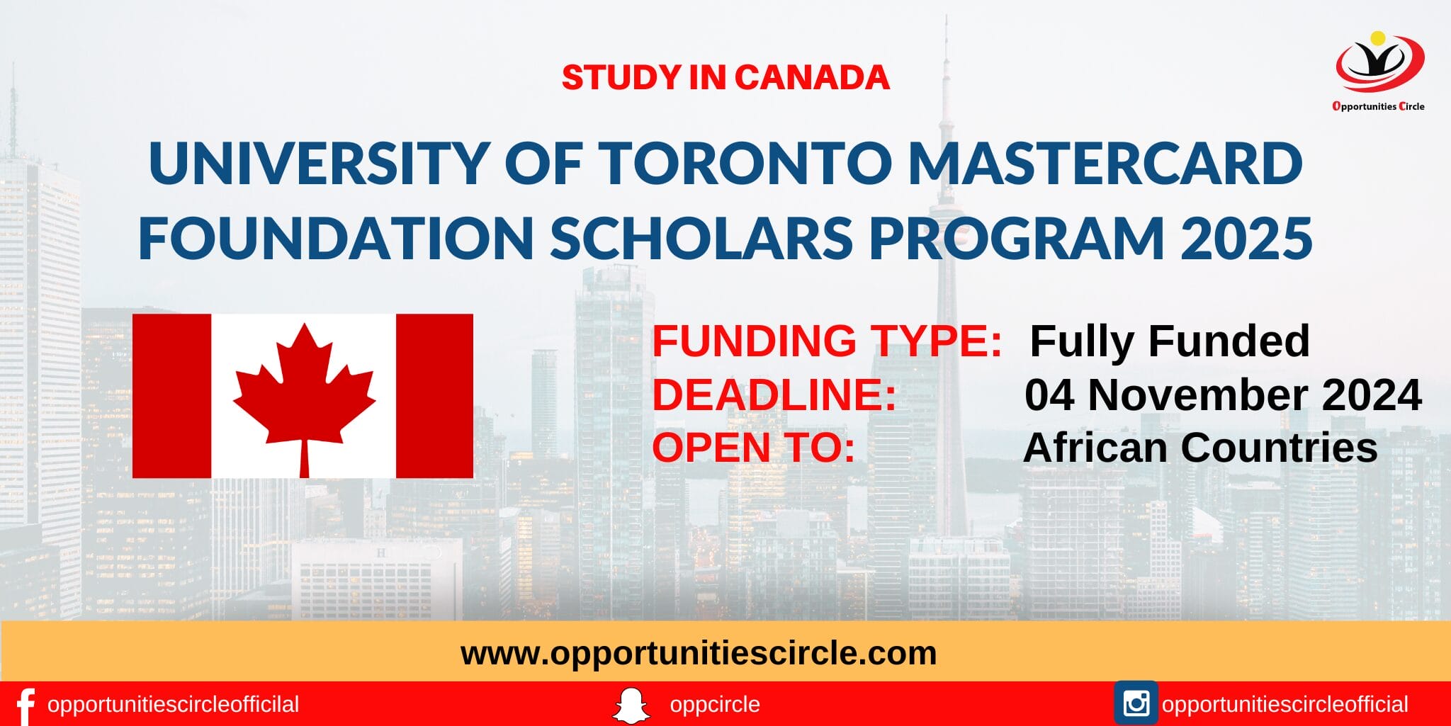 University of Toronto Mastercard Foundation Scholars Program 2025-26 ...