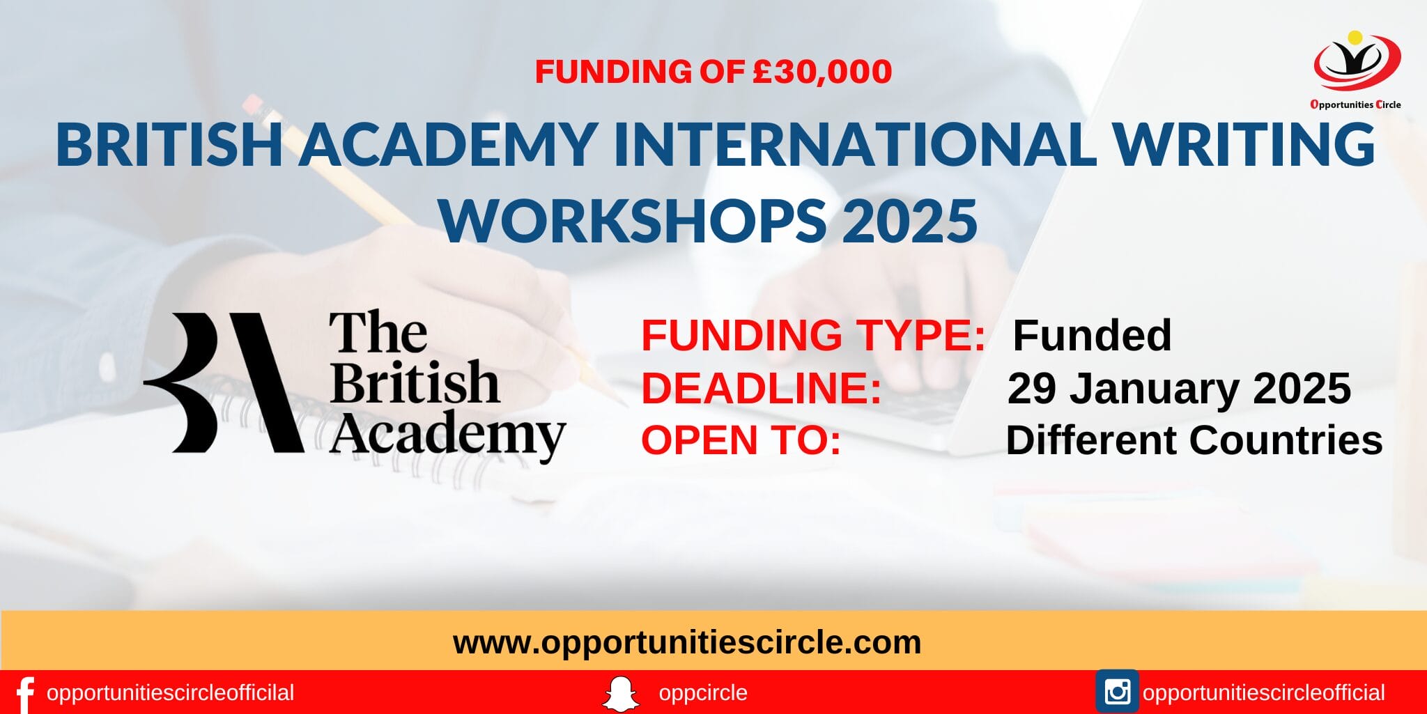 British Academy International Writing Workshops 2025 | Up to £30,000 ...