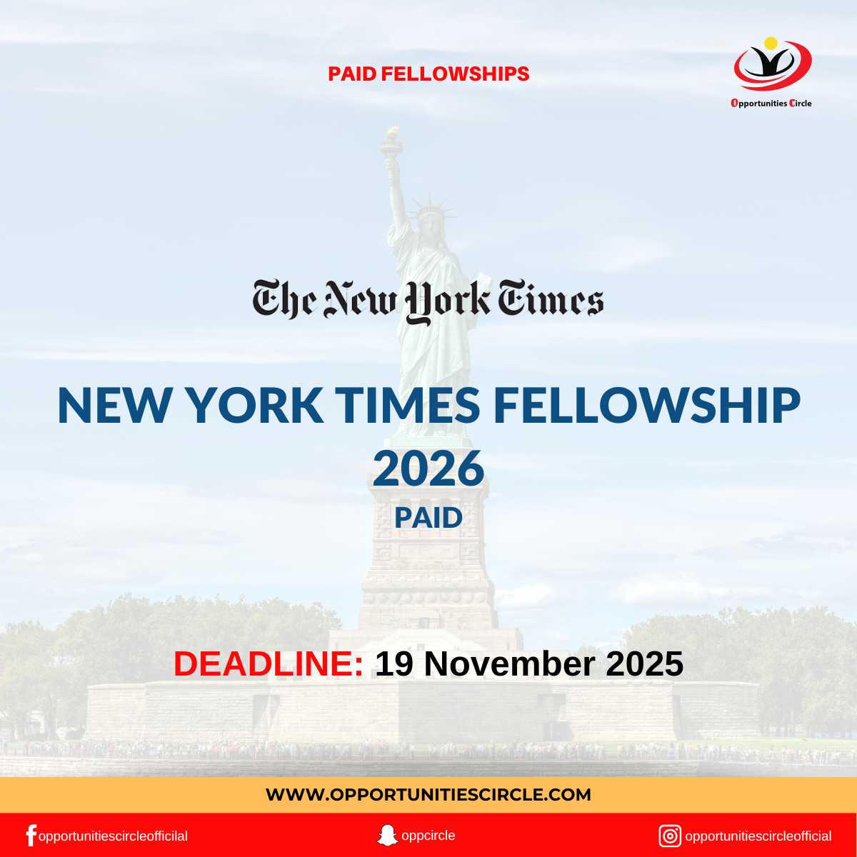 New York Times Fellowship 2026 | Paid Fellowships - Opportunities Circle
