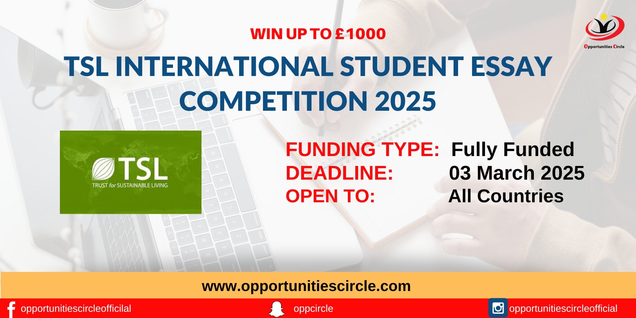 TSL International Student Essay Competition 2025 | Win up to £1000 - Opportunities Circle