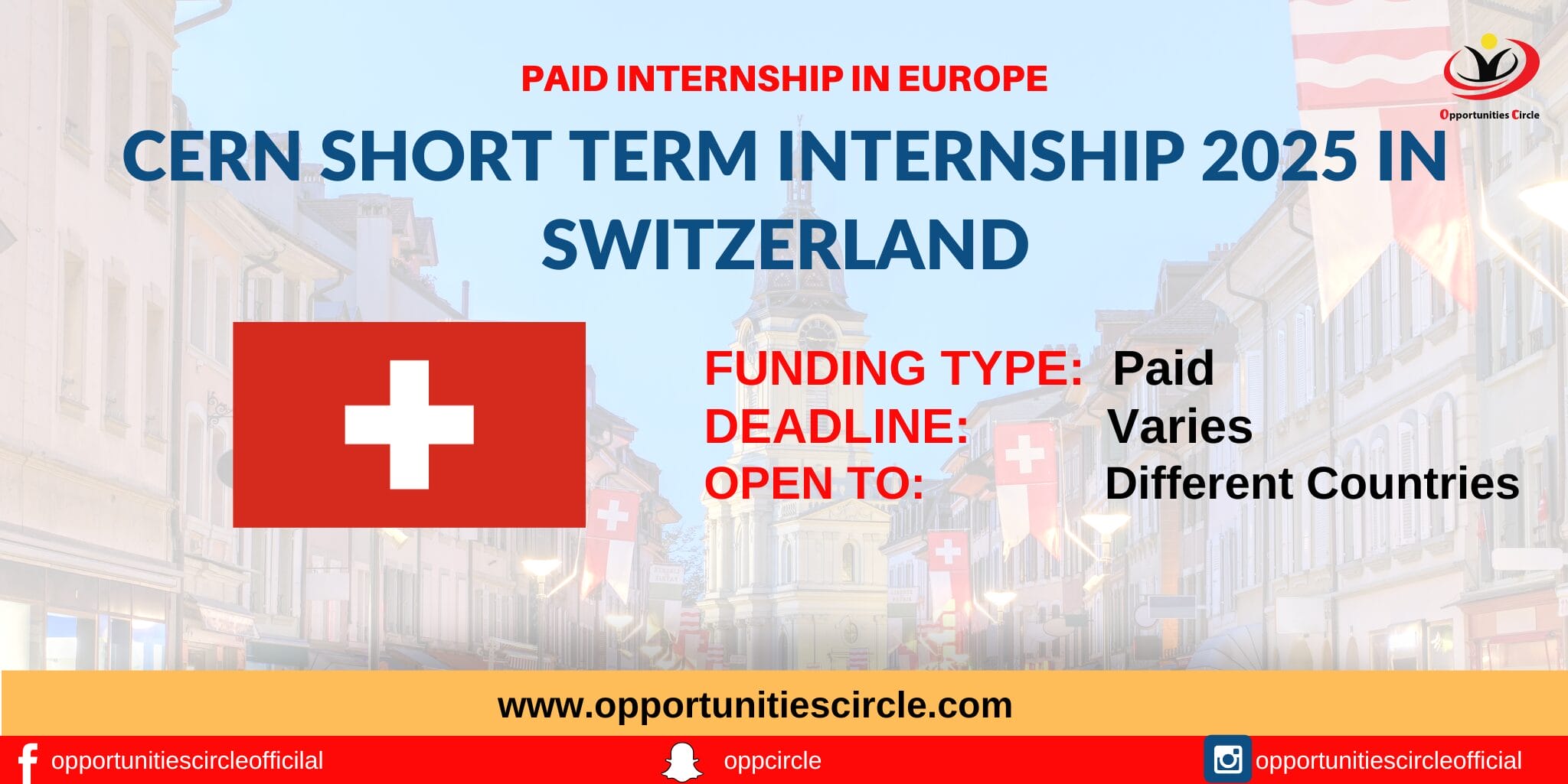 CERN Short Term Internship 2025 in Switzerland | Paid Internship in Europe - Opportunities Circle