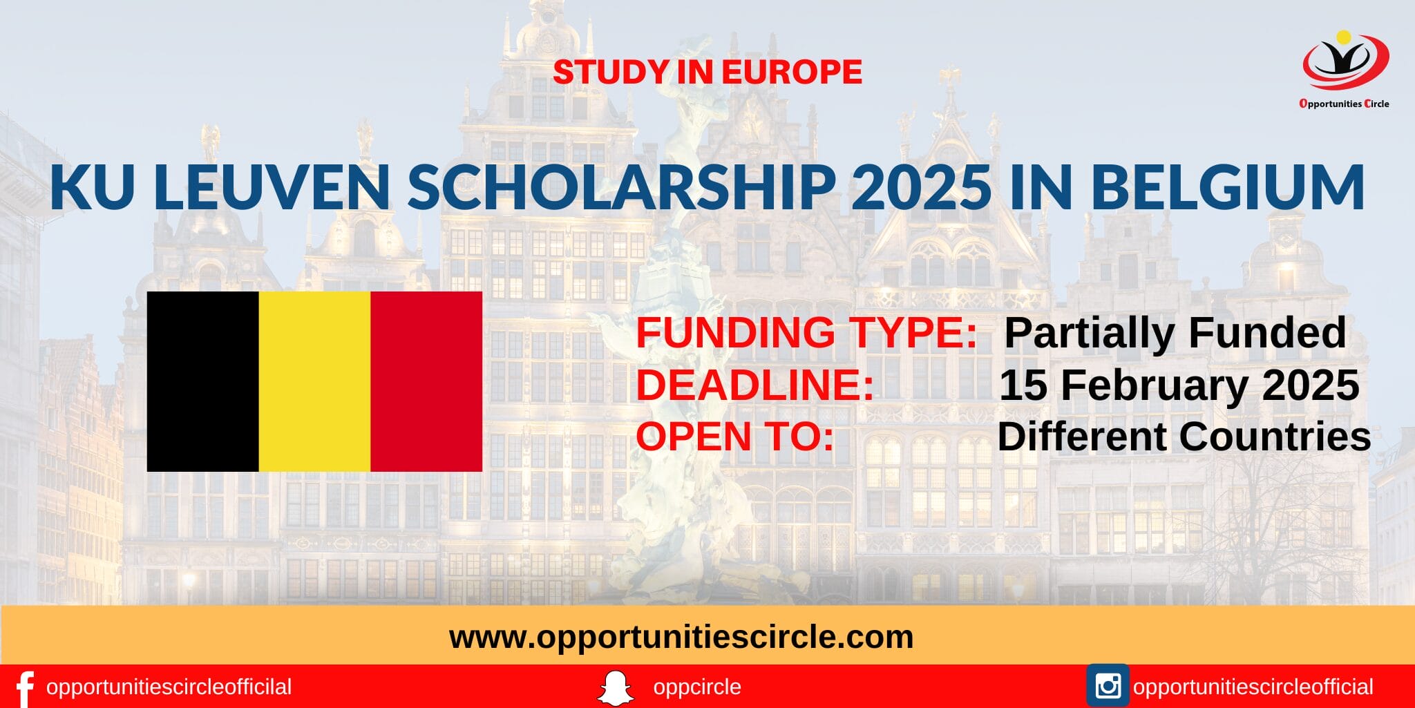 KU Leuven Scholarship 2025 in Belgium | Study in Europe - Opportunities Circle