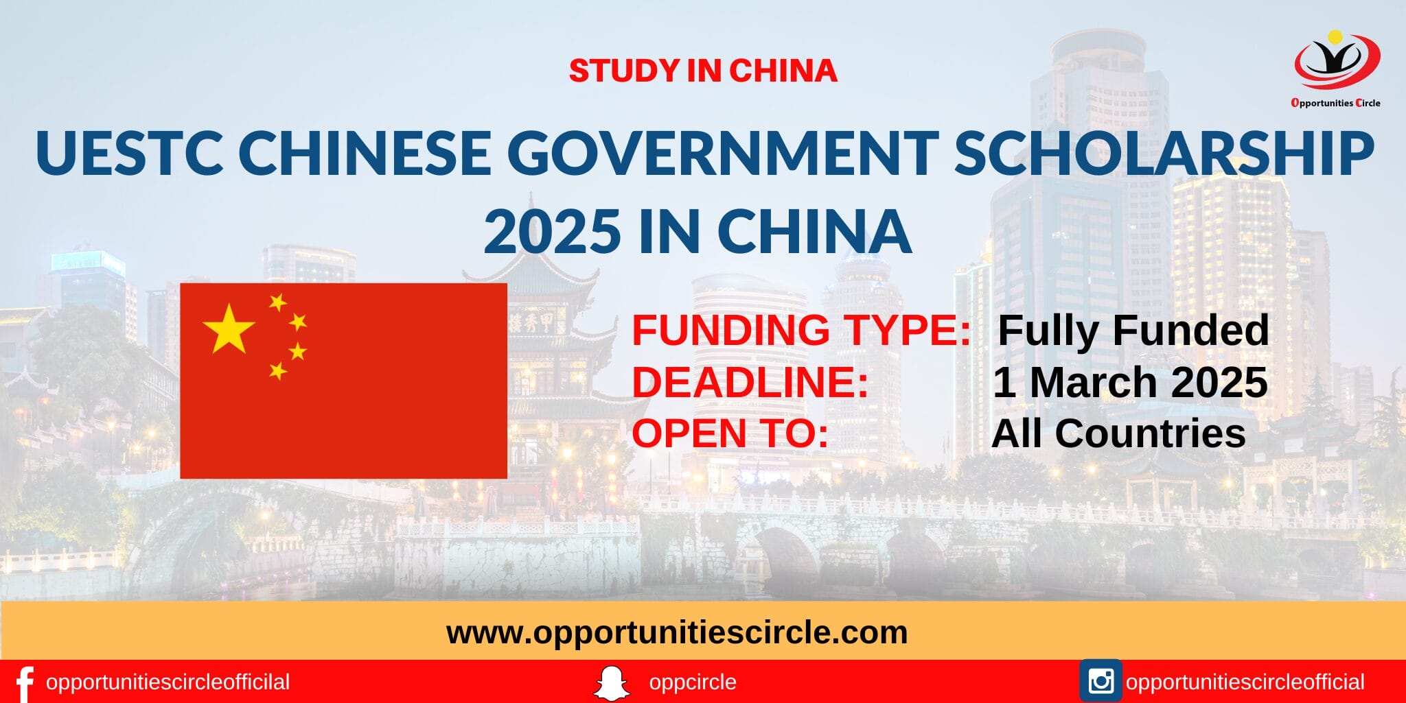 UESTC Chinese Government Scholarship 2025 in China | Fully Funded - Opportunities Circle