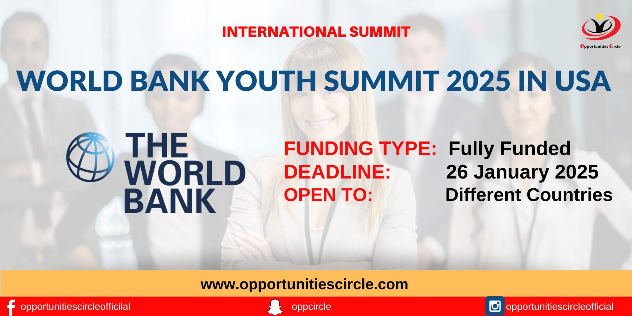 World Bank Youth Summit 2025 in USA | Fully Funded - Opportunities Circle