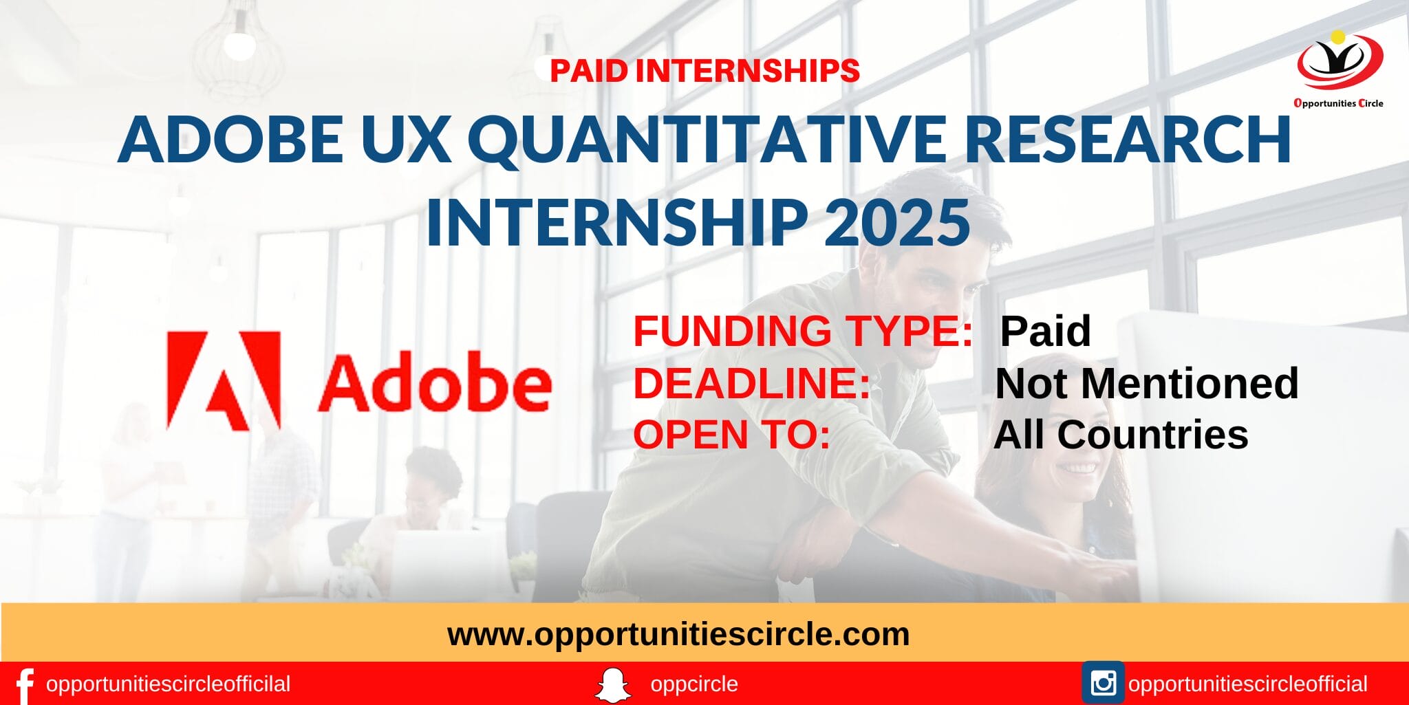Adobe UX Quantitative Research Internship 2025 | Paid Internship - Opportunities Circle