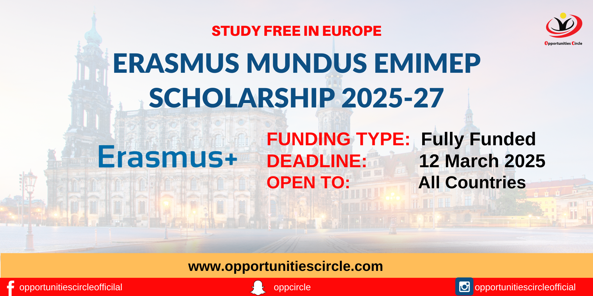 Erasmus Mundus EMIMEP Scholarship 2025-27 | Fully Funded - Opportunities Circle