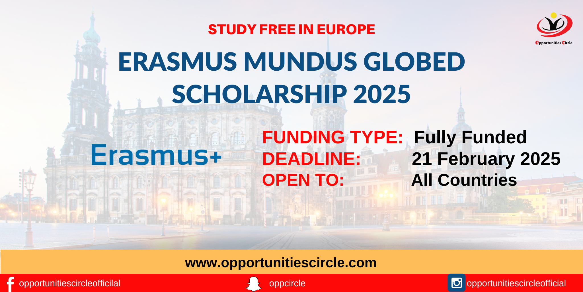 Erasmus Mundus GLOBED Scholarship 2025 | Fully Funded - Opportunities Circle