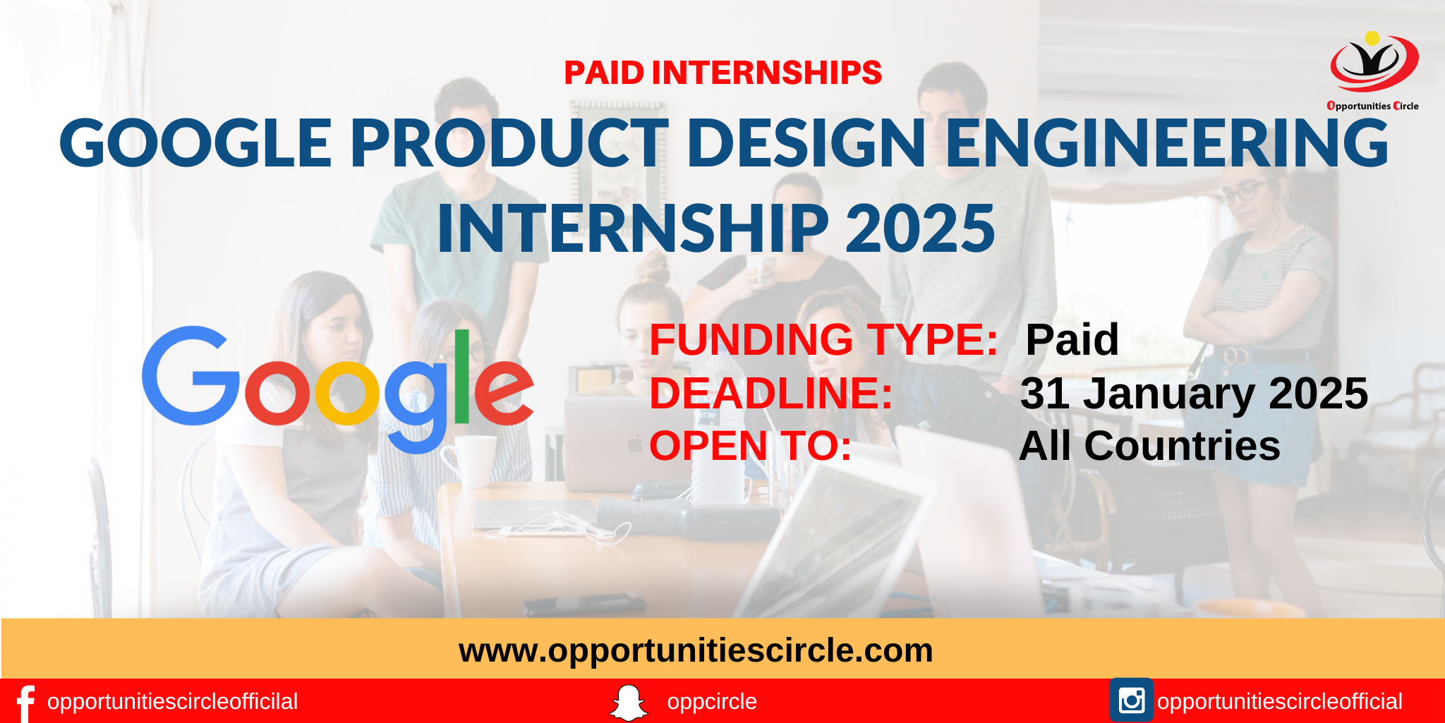 Google Product Design Engineering Internship 2025 | Paid Internships - Opportunities Circle