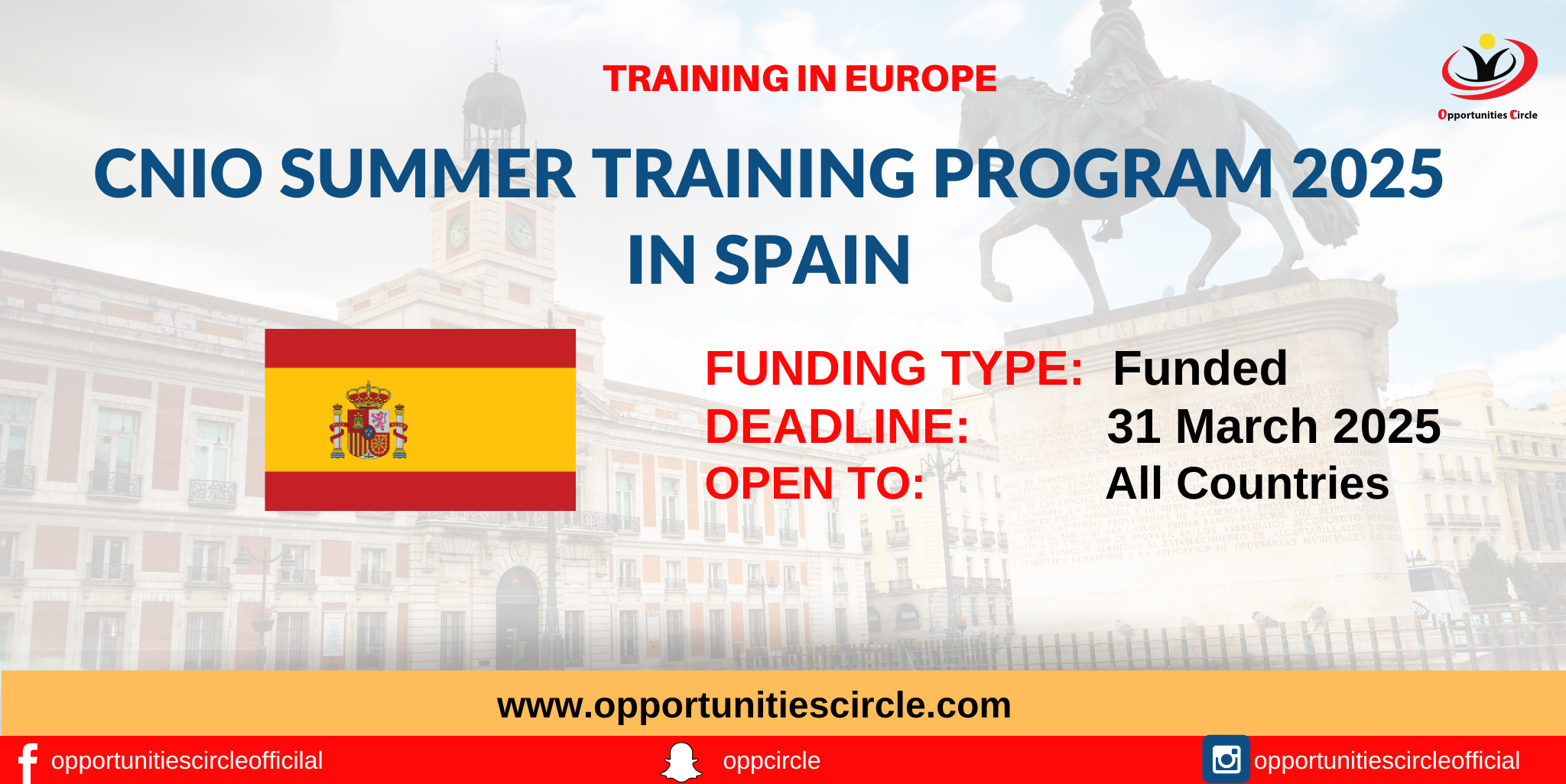 CNIO Summer Training Program 2025 in Spain - Opportunities Circle