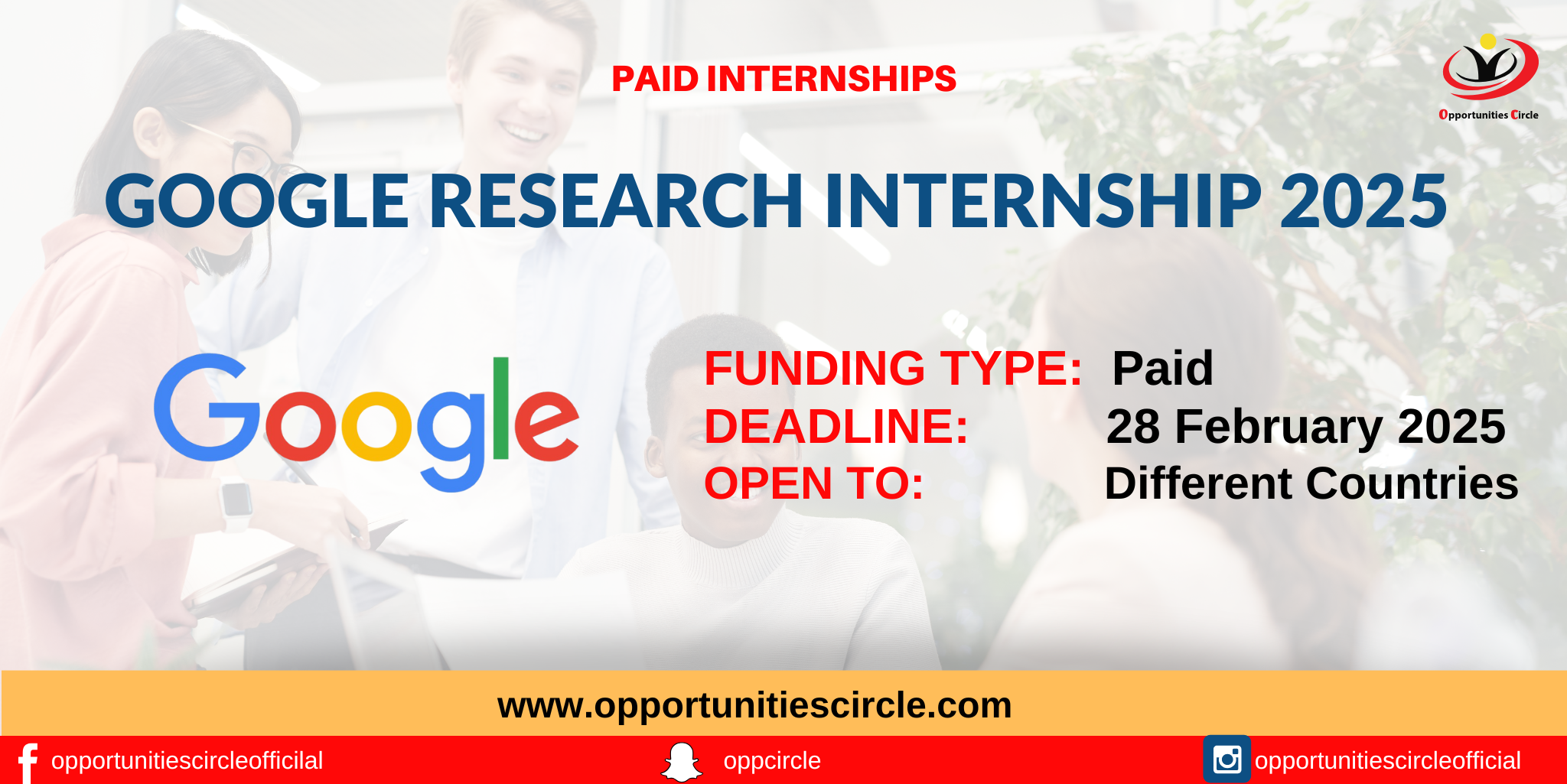 Google Research Internship 2025 | Paid Internship - Opportunities Circle