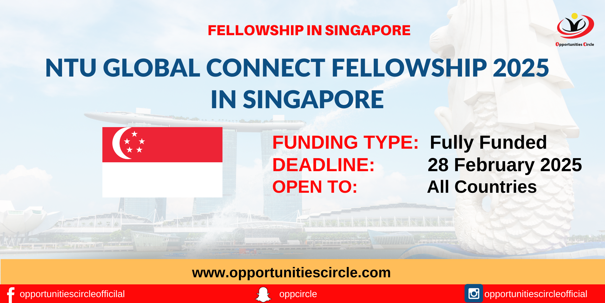 NTU Global Connect Fellowship 2025 in Singapore | Fully Funded - Opportunities Circle