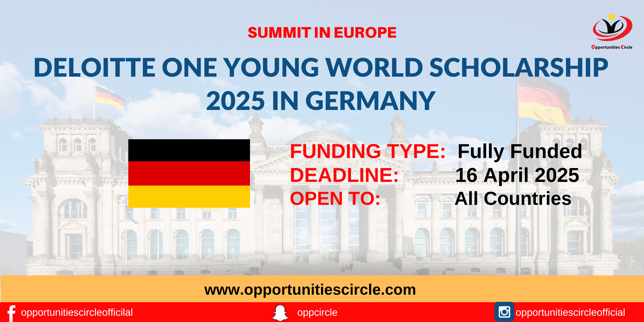 One Young World Summit Leading Scholarship 2025 in Germany | Fully Funded - Opportunities Circle
