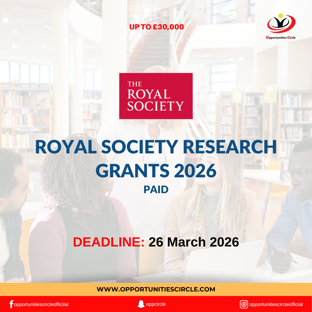 Royal Society Research Grants 2026 | up to £30,000 - Opportunities Circle
