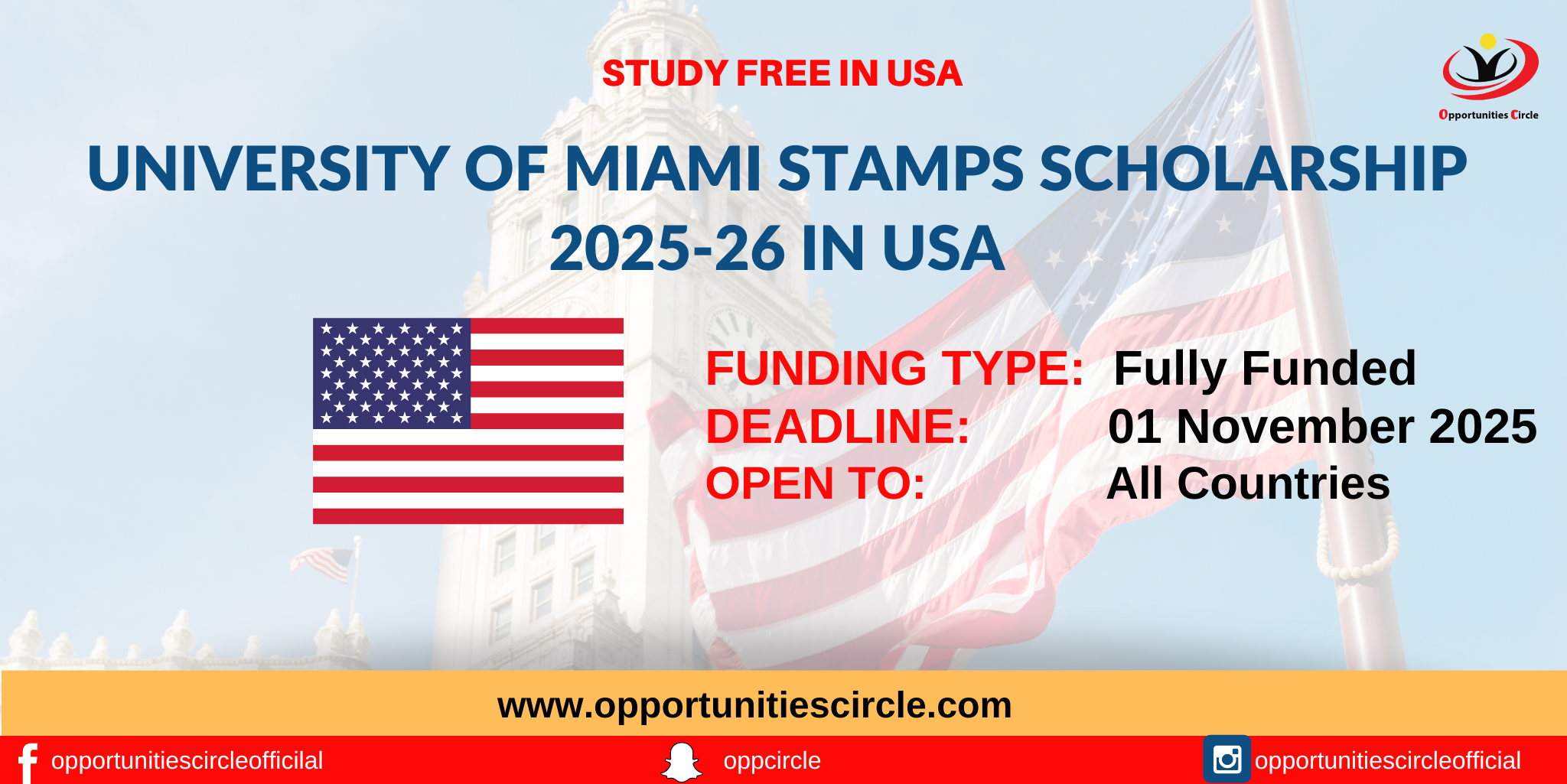 University of Miami Stamps Scholarship 2025-26 in USA | Fully Funded ...