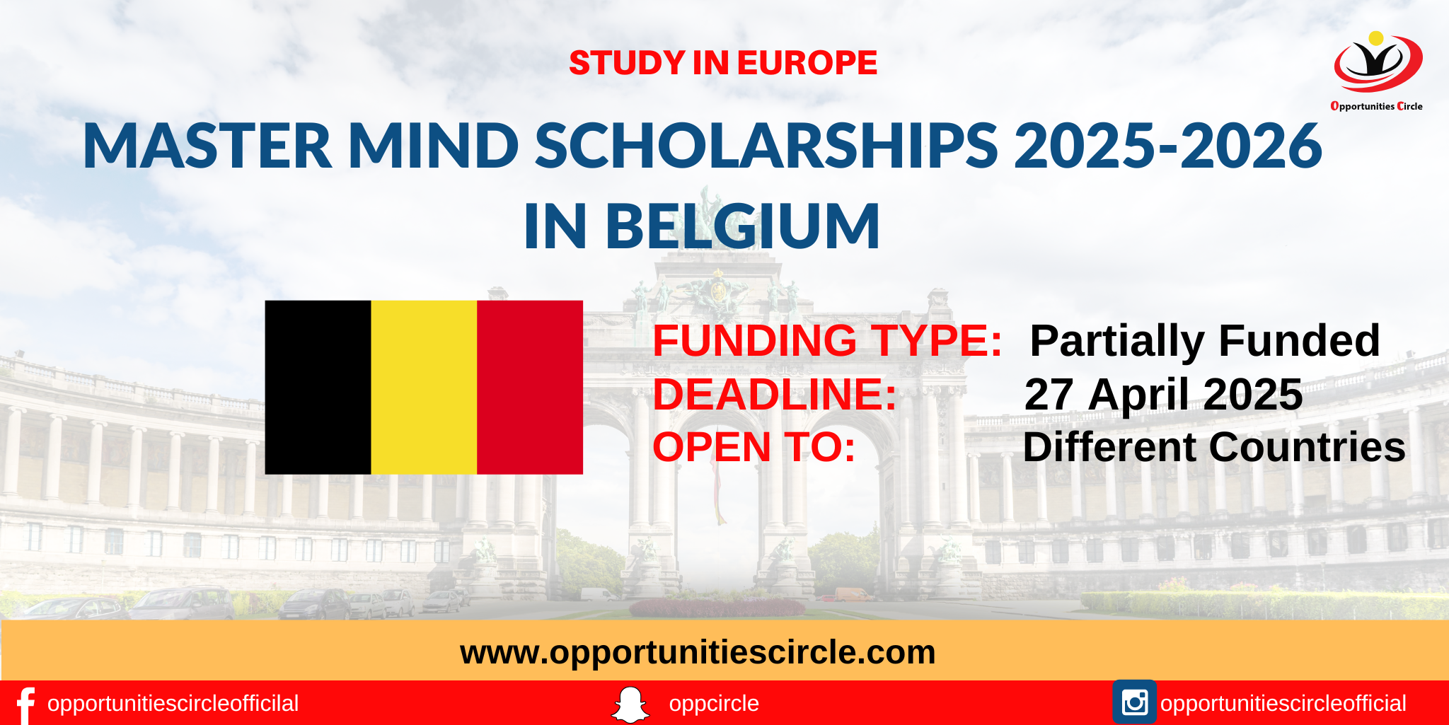 Master Mind Scholarships 2025-2026 in Belgium - Opportunities Circle