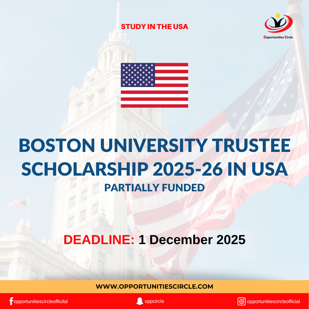 Boston University Trustee Scholarship 2025-26 in USA | Funded - Opportunities Circle