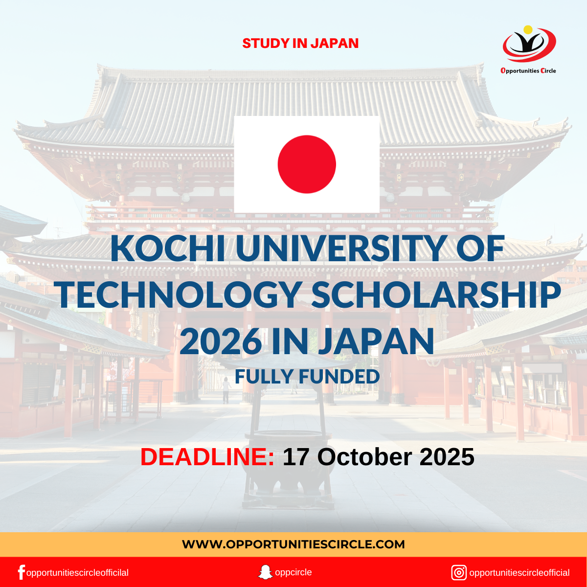 Kochi University of Technology Scholarship 2026 in Japan | Fully Funded ...