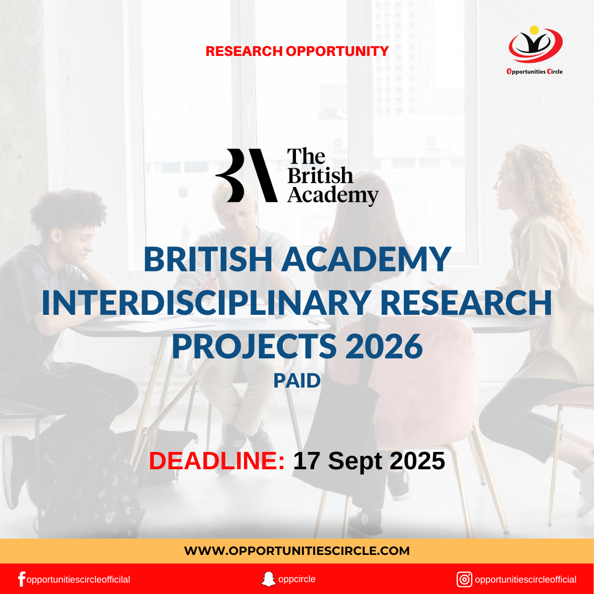 British Academy Interdisciplinary Research Projects 2026 - Opportunities Circle