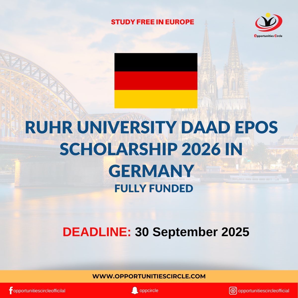 Ruhr University DAAD EPOS Scholarship 2026 in Germany | Fully Funded - Opportunities Circle