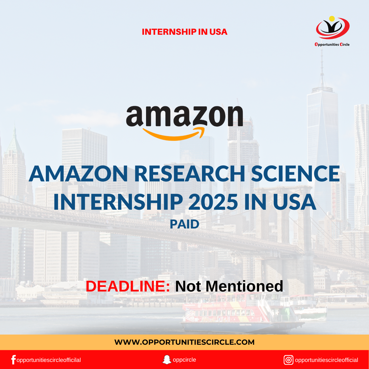Amazon Research Science Internship 2025 in USA - Opportunities Circle