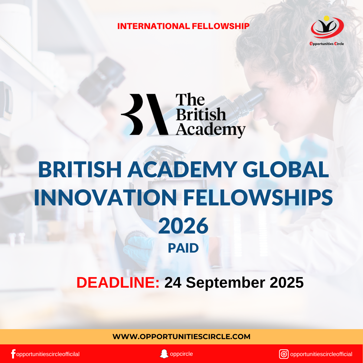 British Academy Global Innovation Fellowships 2026 - Opportunities Circle