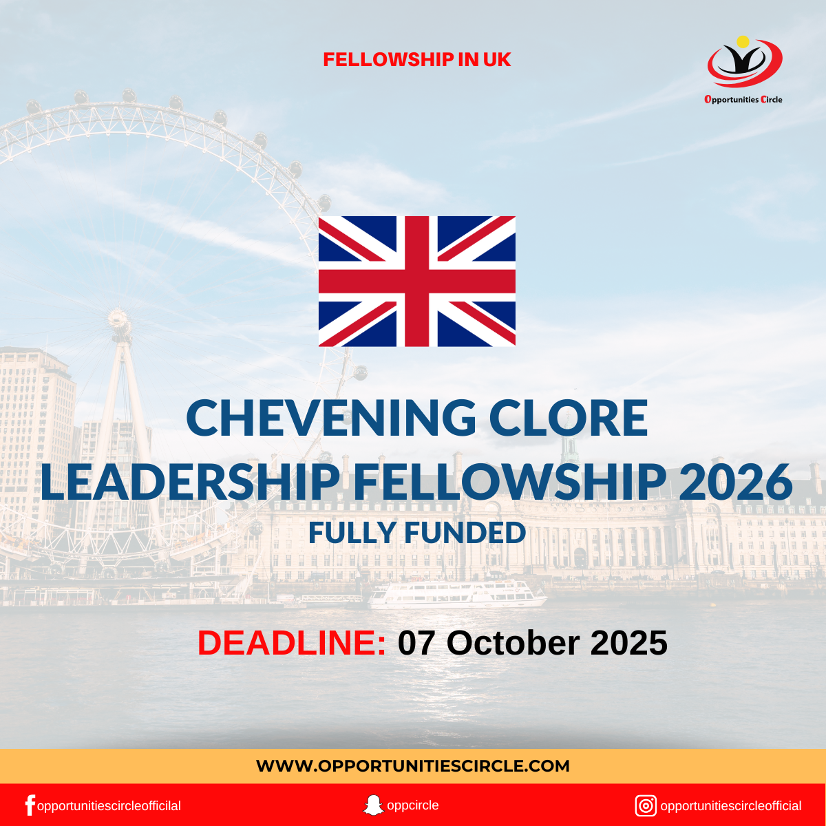 Chevening Clore Leadership Fellowship 2026 in UK | Fully Funded - Opportunities Circle