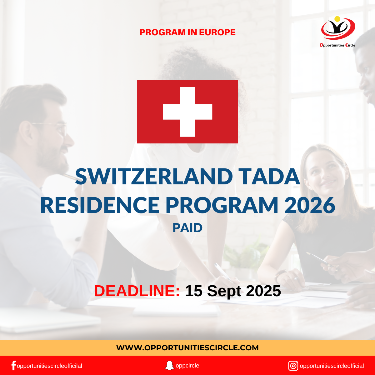Switzerland TaDA Residence Program 2026 - Opportunities Circle