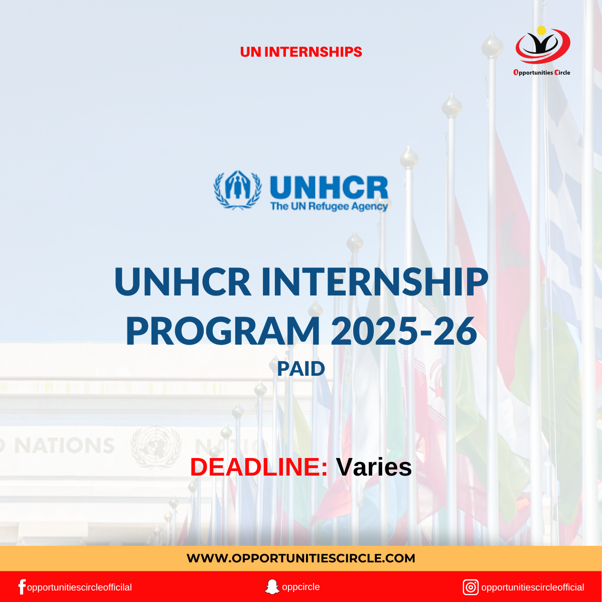 UNHCR Internship Program 2025-26 | Paid Internship - Opportunities Circle