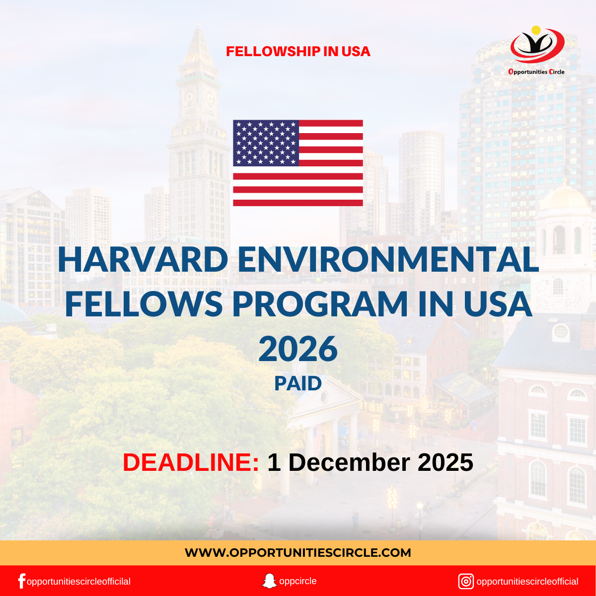 Harvard Environmental Fellows Program in USA 2026 - Opportunities Circle
